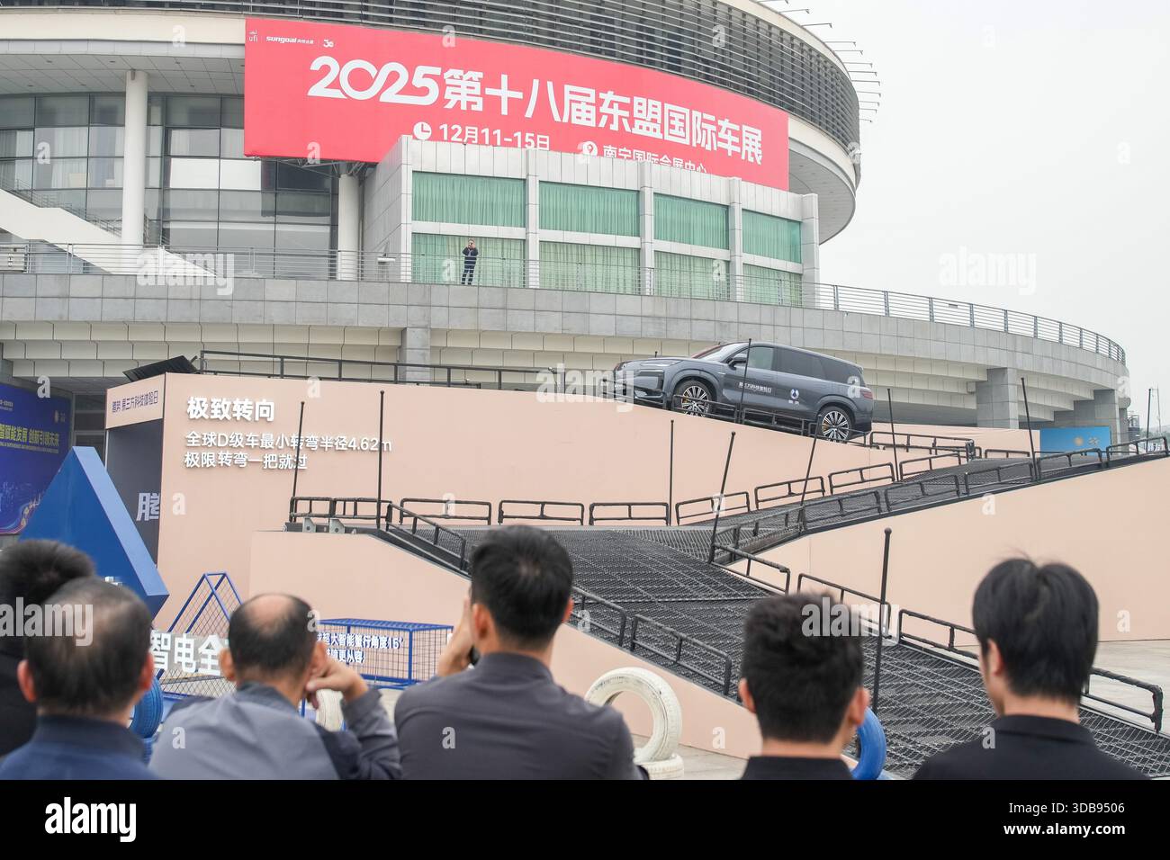 The vehicle demonstrates its crab walking function on a slope to ...