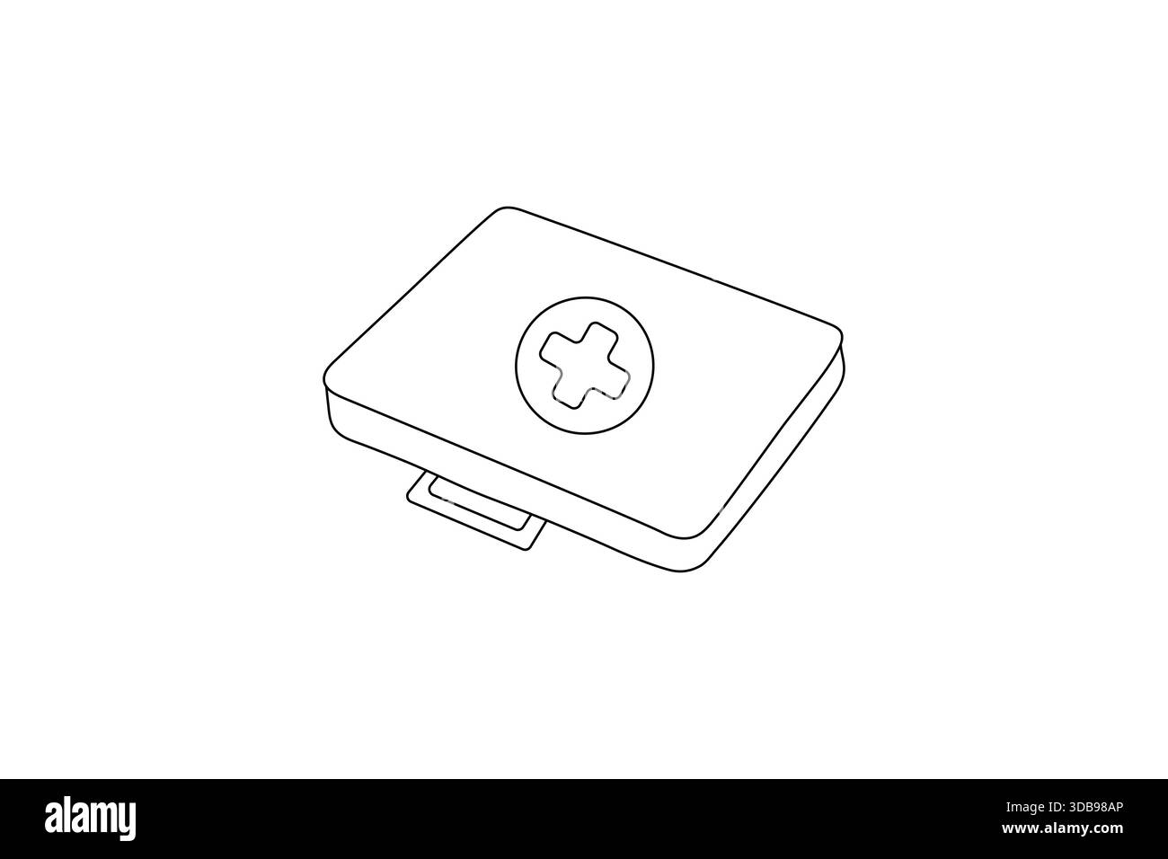 Medical first aid kit single line art outline isolated on white ...