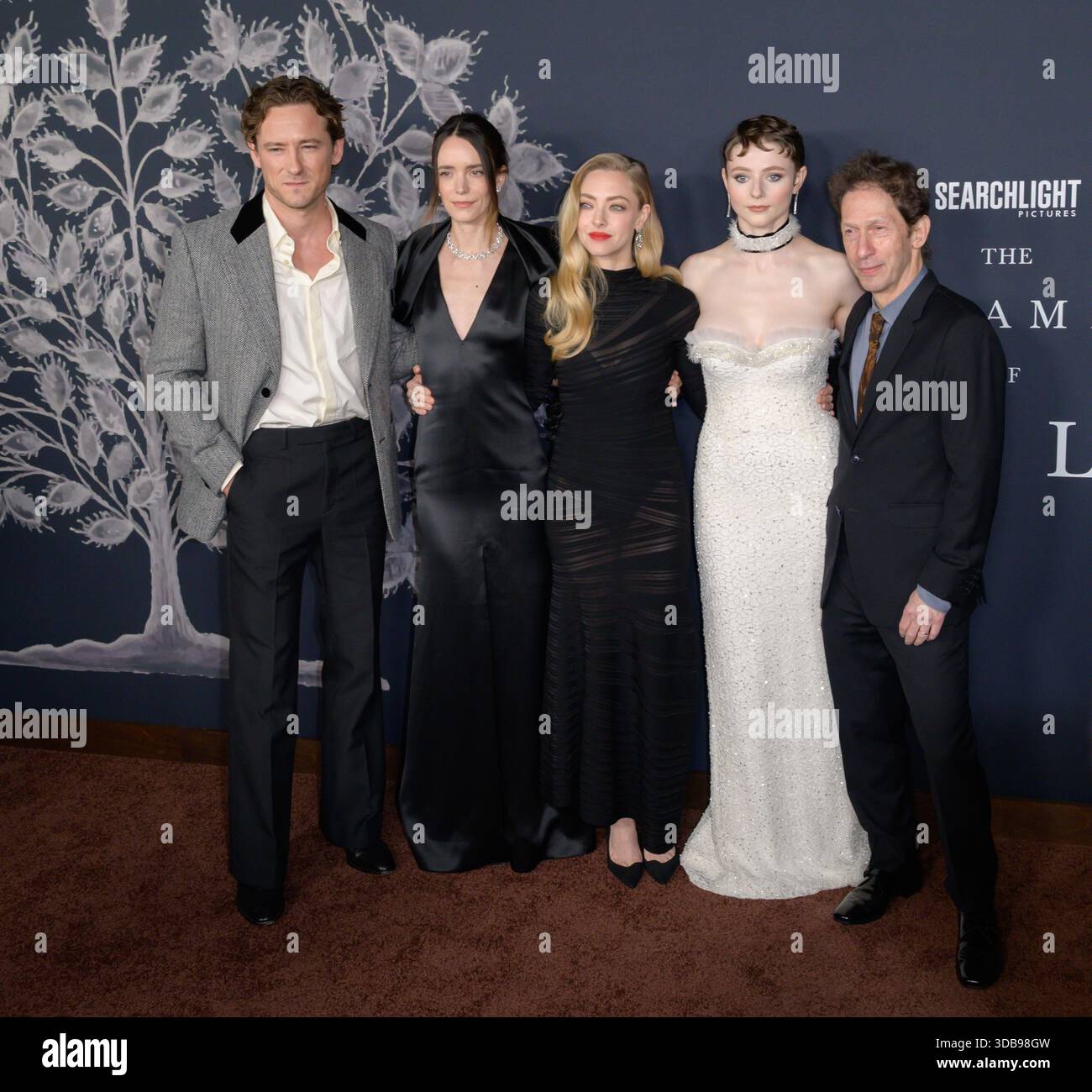 LOS ANGELES, USA. December 14, 2025: Lewis Pullman, Stacy Martin, Amanda Seyfried, Thomasin ...