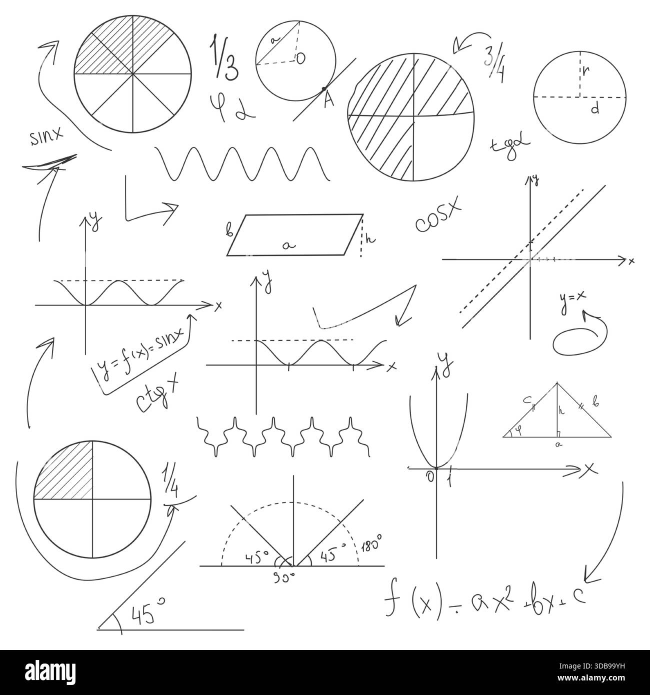 Trigonometry graphs Stock Vector Images - Alamy