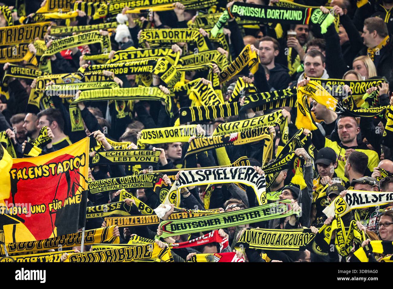 DORTMUND - A yellow wall with supporters during the Champions League ...