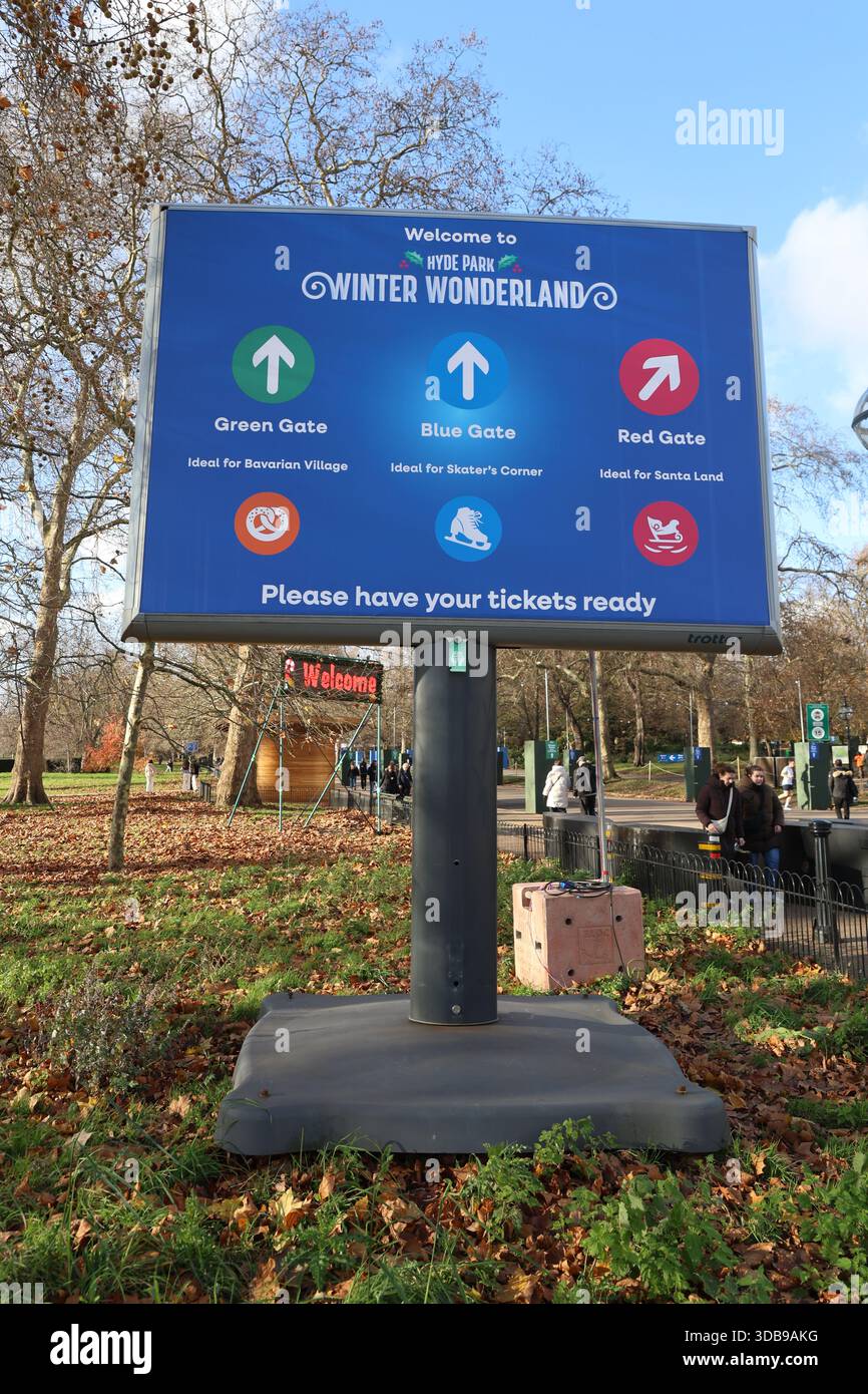 Sign for Hyde Park Winter Wonderland London UK December 2025 Stock ...
