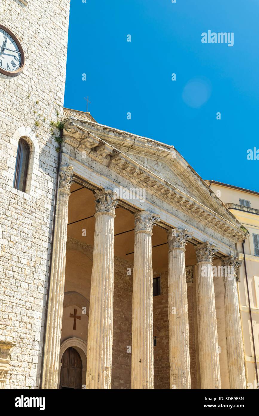 Ancient Roman temple with Corinthian columns and church door, next to a ...