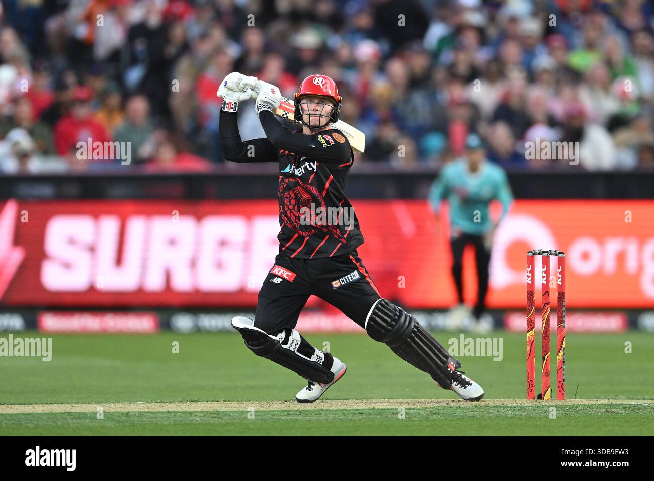 Oliver Peake of the Renegades plays a shot during the BBL match between ...