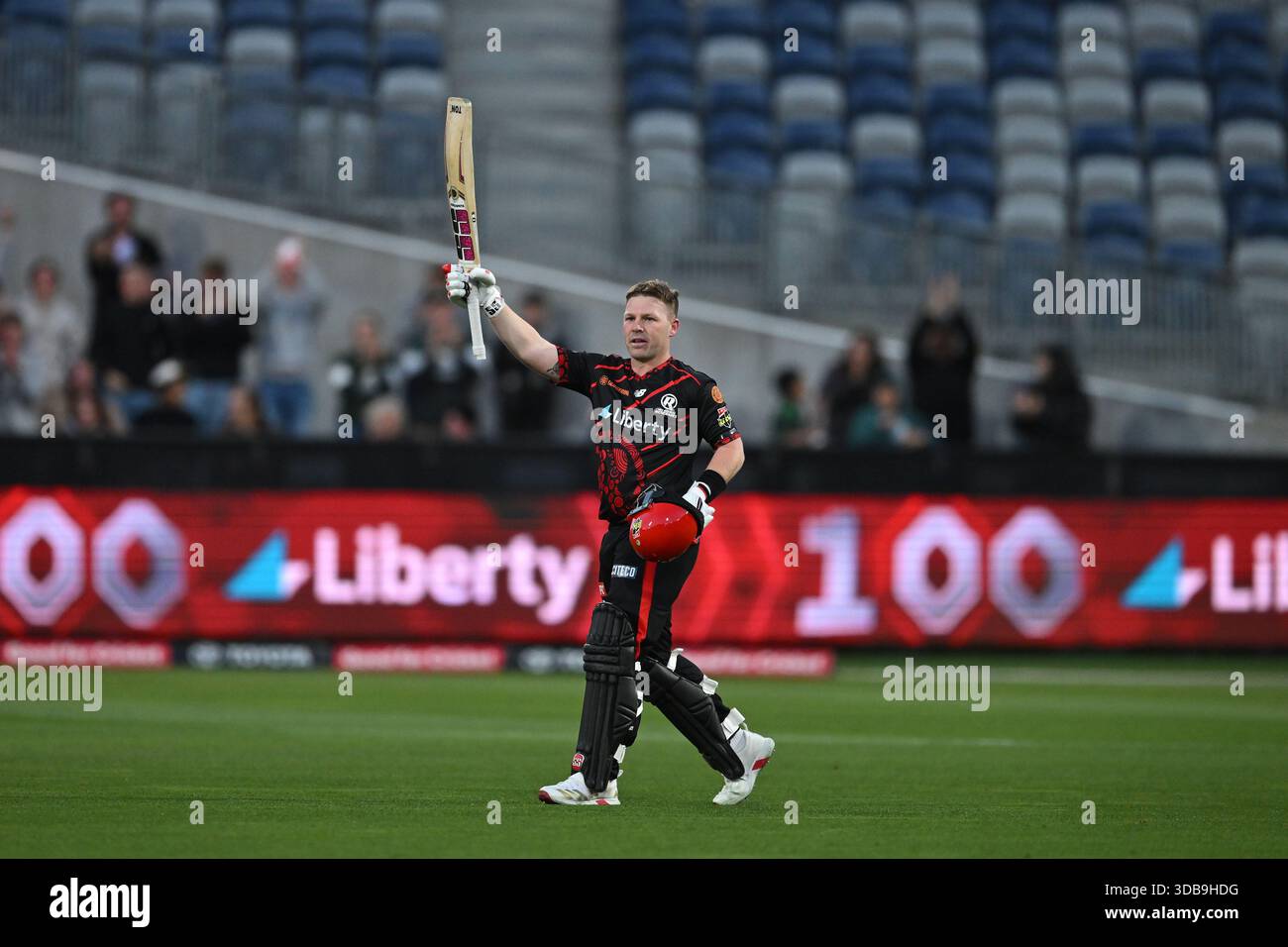 Tim Seifert of the Renegades celebrates making a century during the BBL ...
