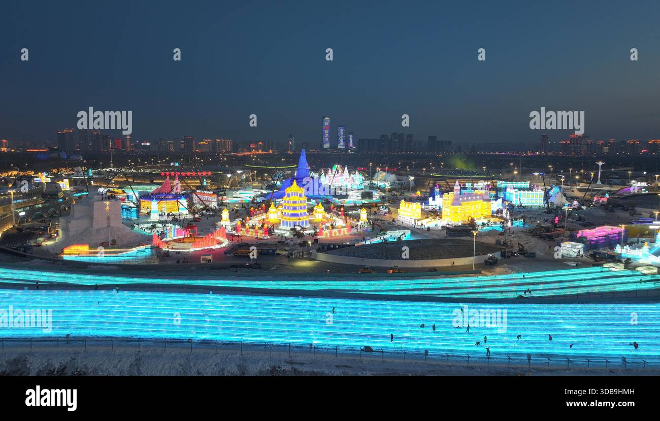 Aerial photo shows the construction site of the 27th edition of the ...