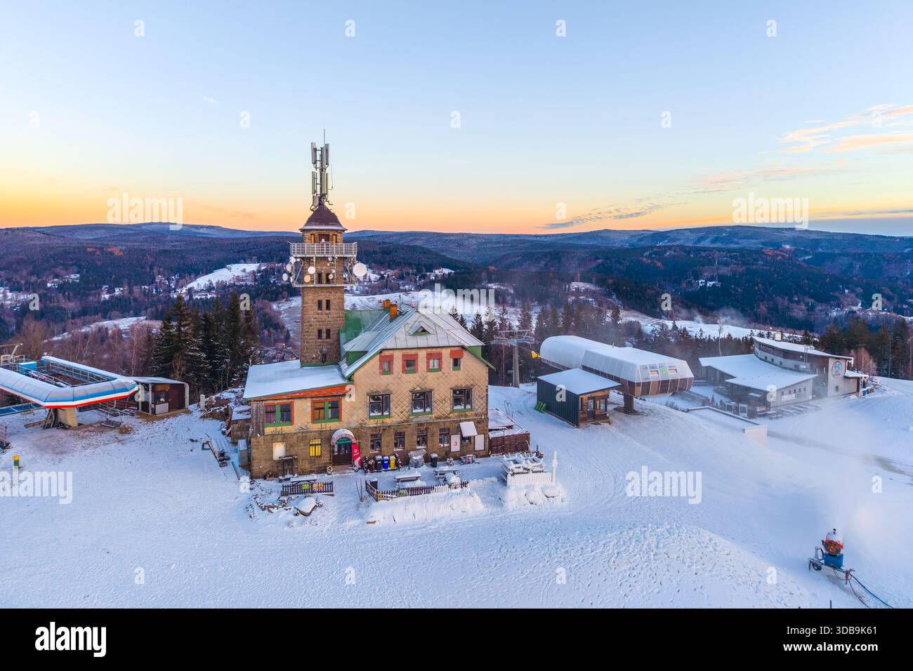 Skiing resort several chairlifts hi-res stock photography and images ...