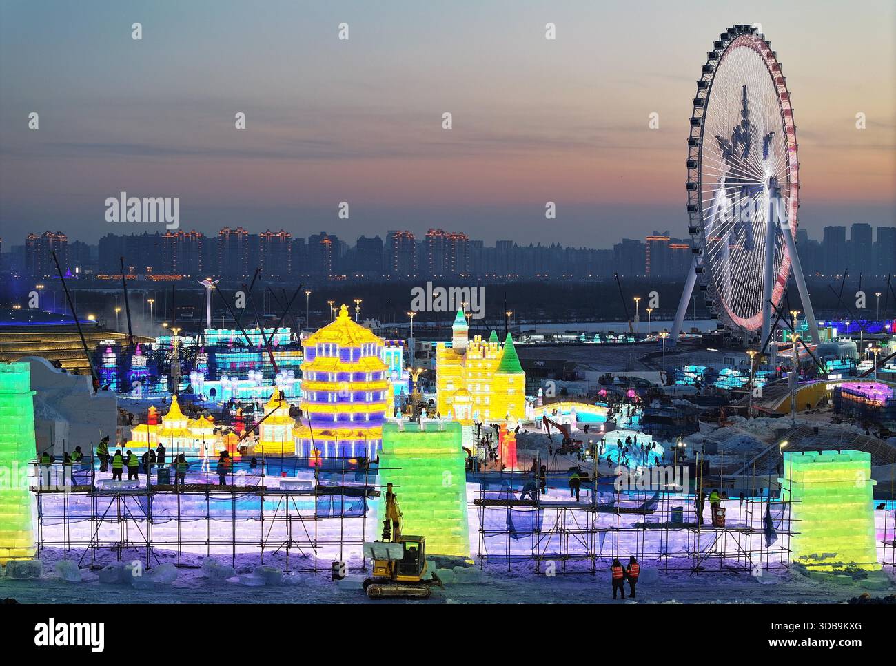 Aerial photo shows the construction site of the 27th edition of the ...