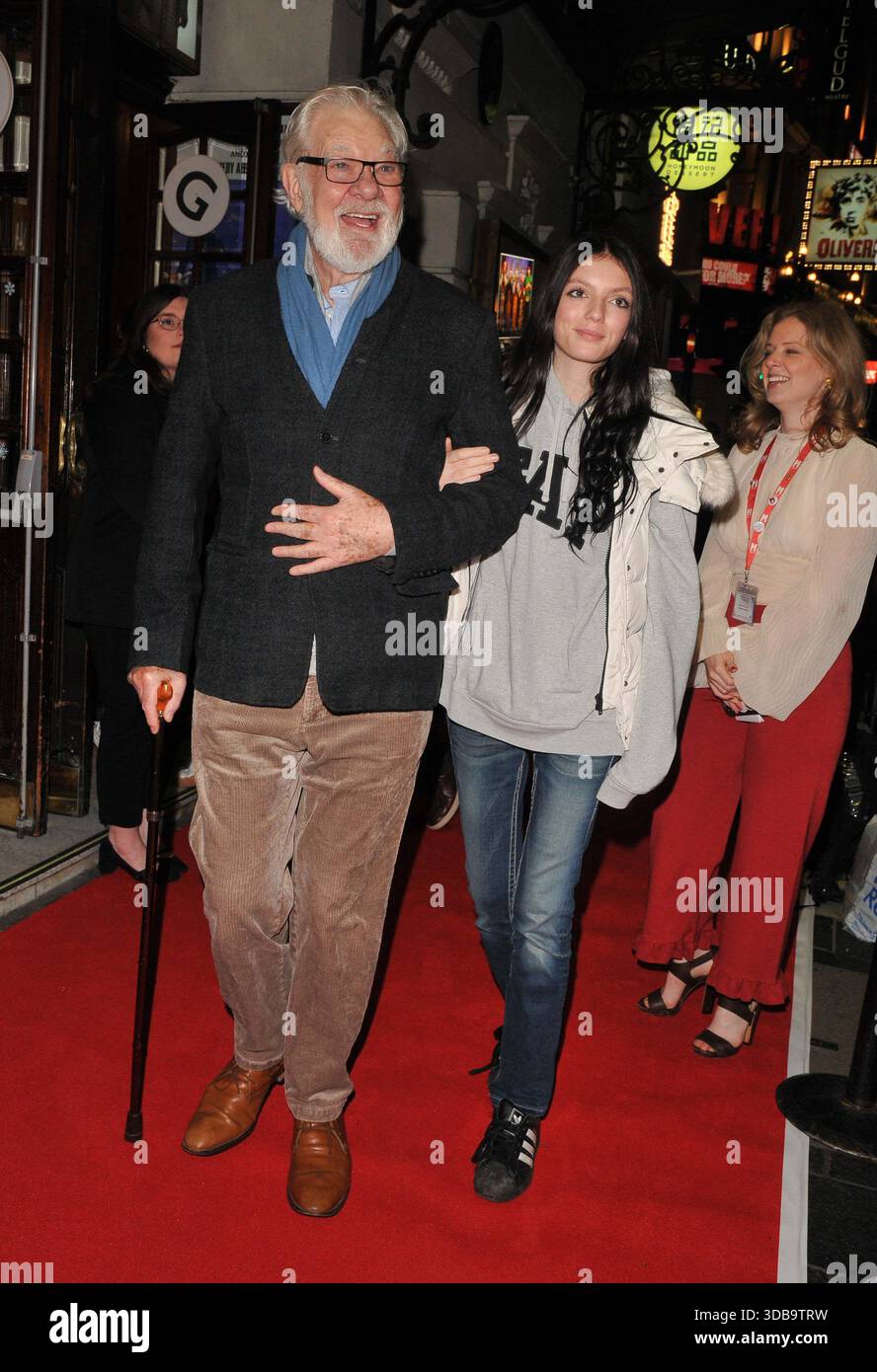 Matthew Kelly and guest at the "Christmas Carol Goes Wrong" gala night, Apollo Theatre ...