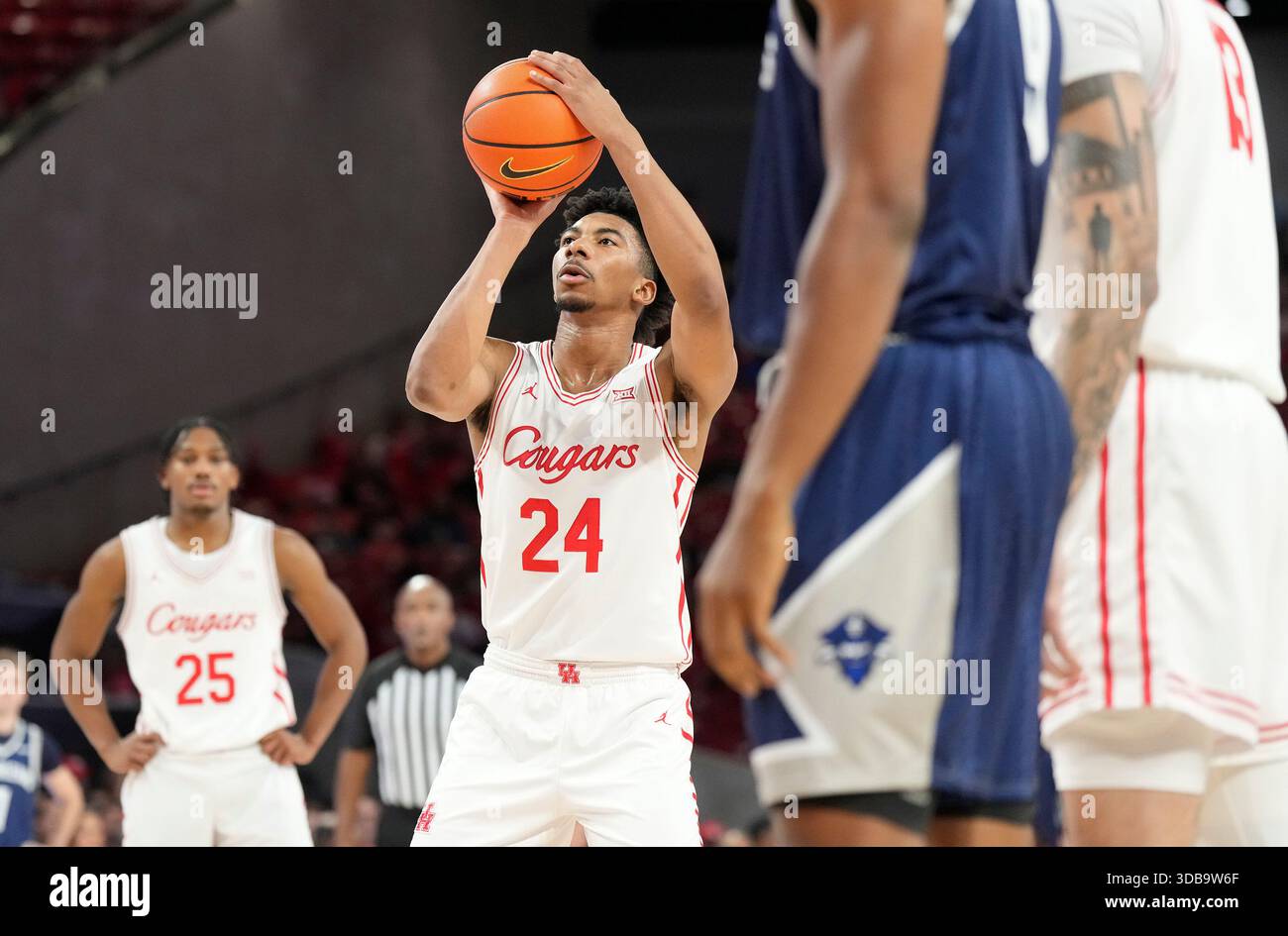 Houston forward Chase McCarty (24) shoots a free throw against New ...