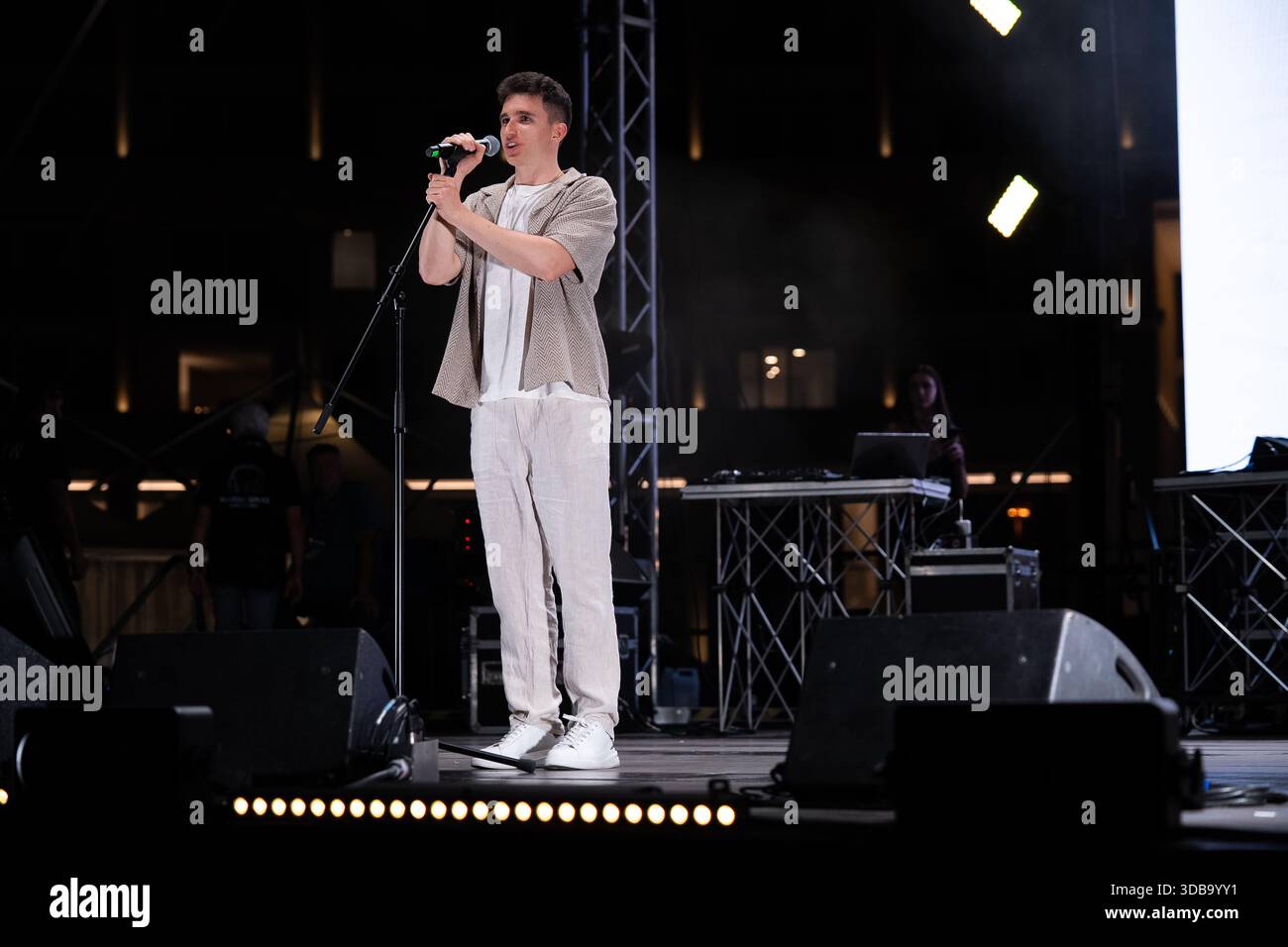 Salerno, Italy. Adriano D'Ambrisi aka Dambro (emerging artist) performs ...