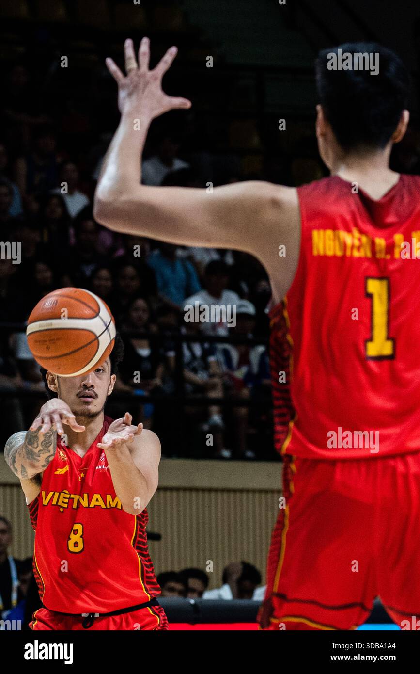 Tran Dang Khoa #8 and Nguyen Huynh Phu Vinh #1 of Vietnam seen in ...