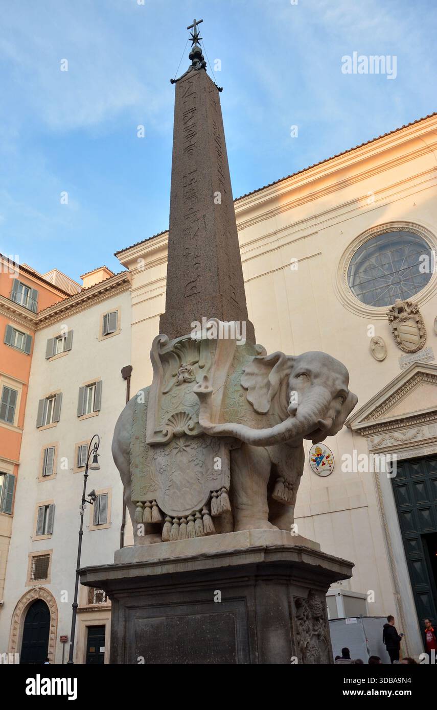 Rome, Italy 11-25-2025 - the sculpture of the Elephant of Minerva ...