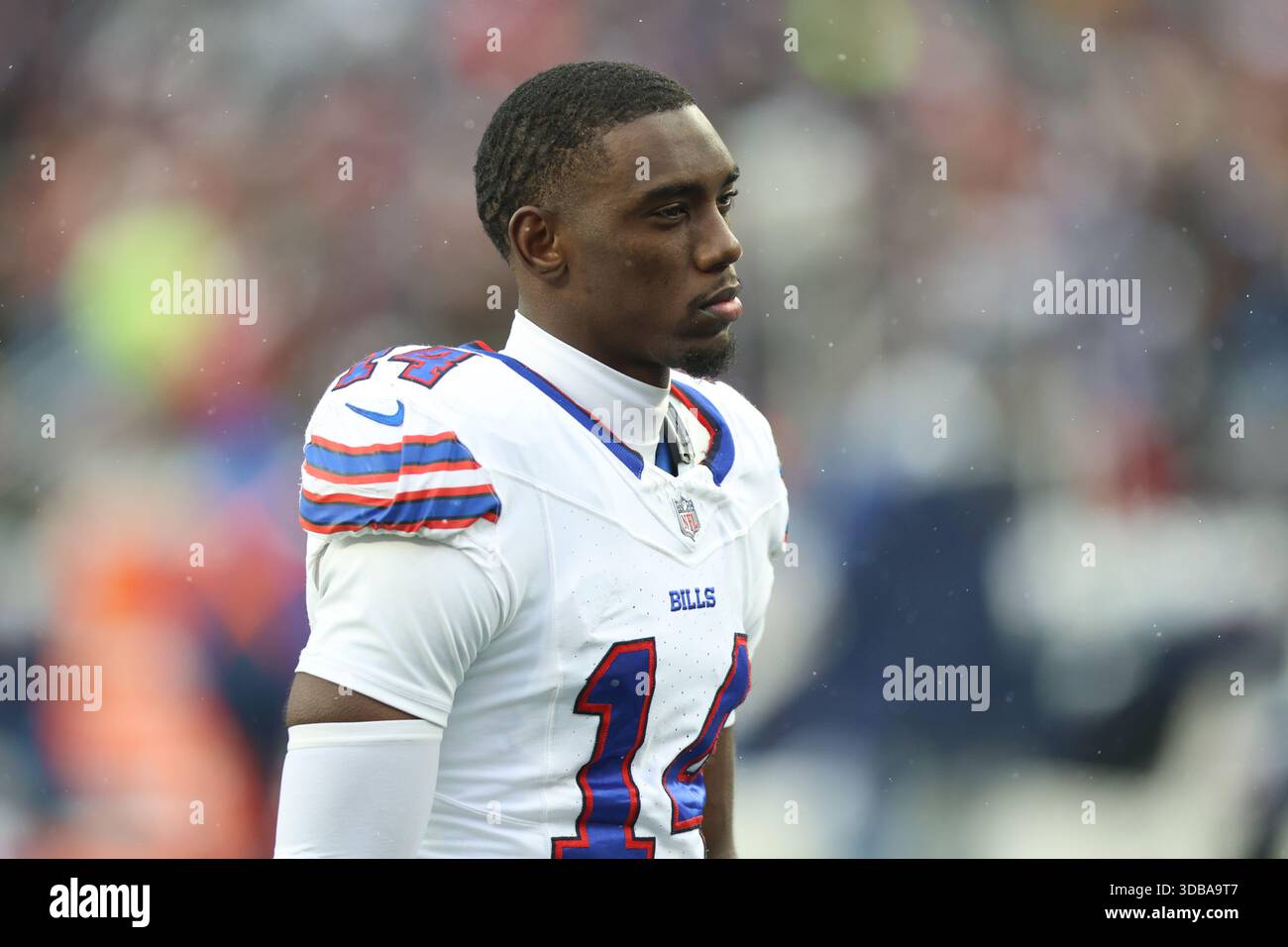 Buffalo Bills Tyrell Shavers (14) walks off the field at halftime ...
