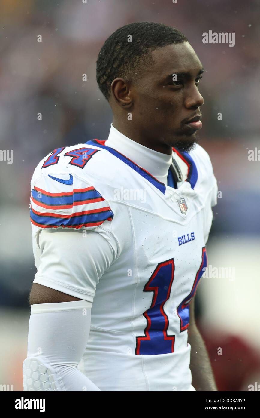 Buffalo Bills Tyrell Shavers (14) walks off the field at halftime ...