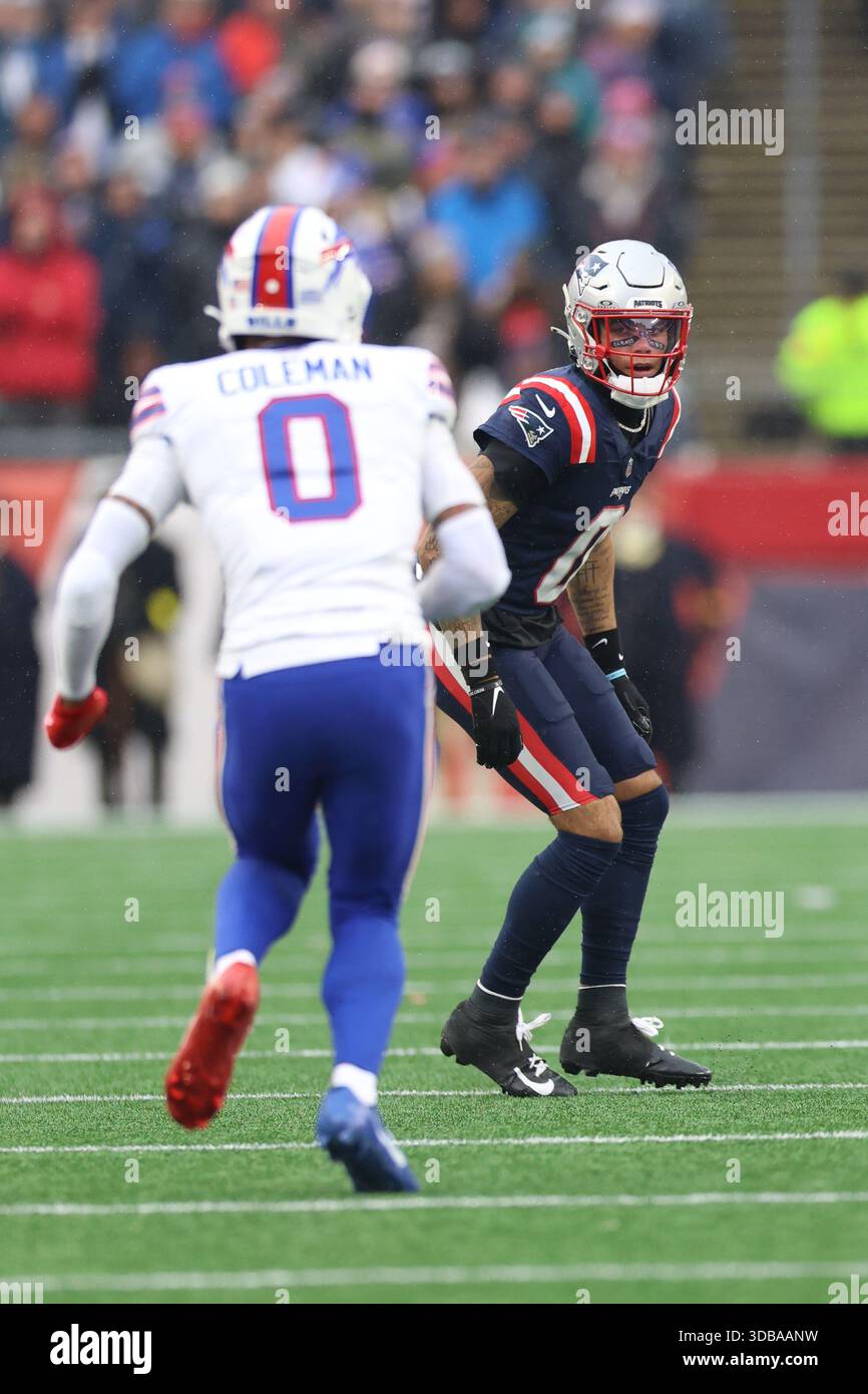 New England Patriots Christian Gonzalez (0) in action during an NFL ...