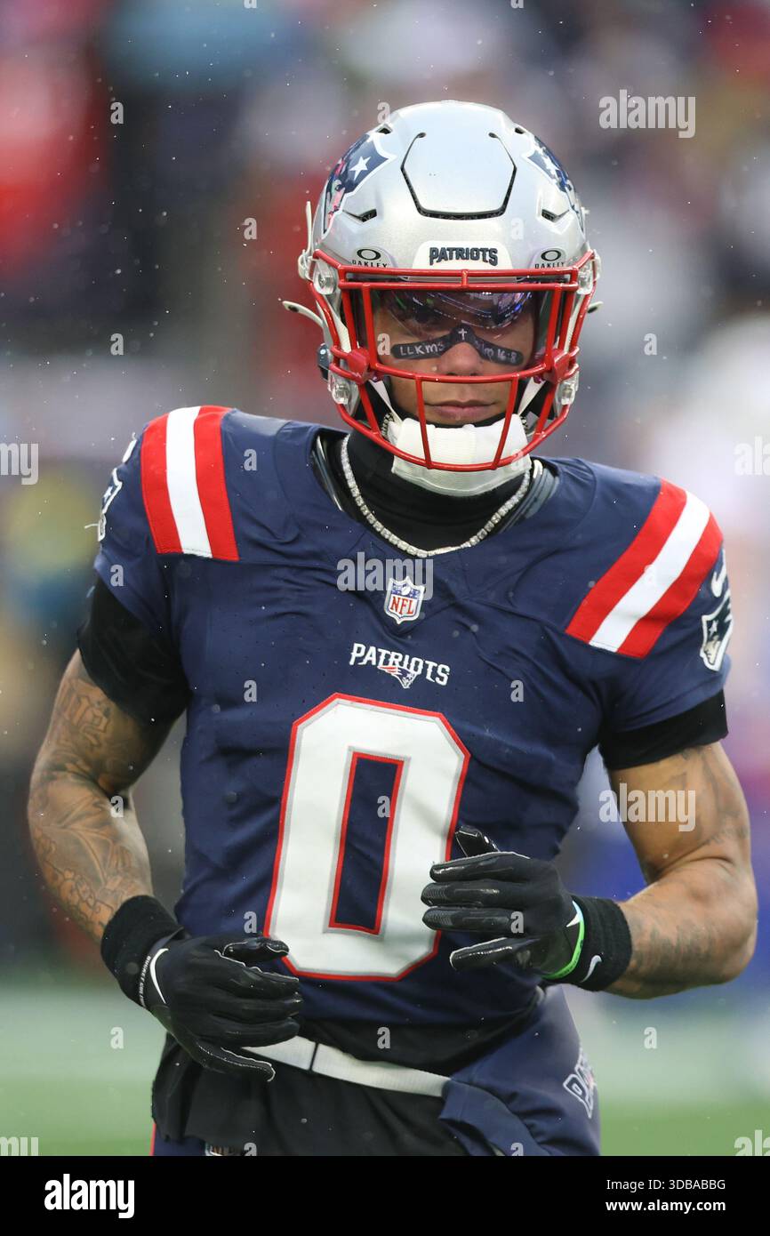 New England Patriots Christian Rodriguez (0) runs to the sidelines ...