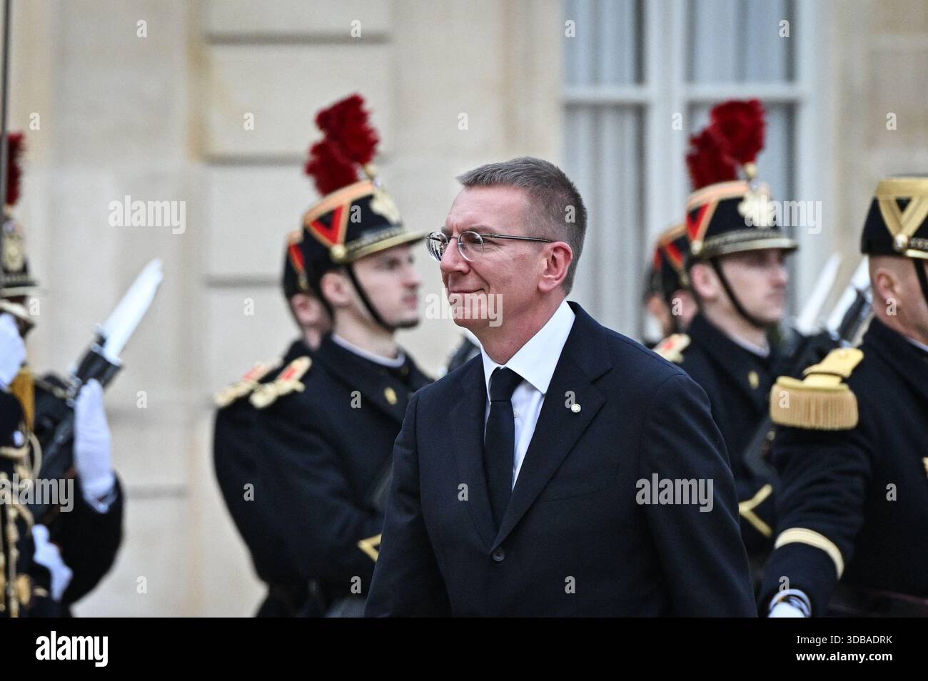 mes President of the Republic of Latvia Edgars Rinkevics arrives to be ...