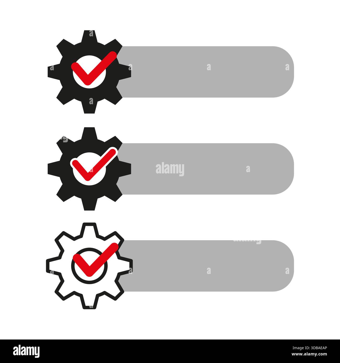 Gear check icons. Setting complete symbol. Task success Vector ...