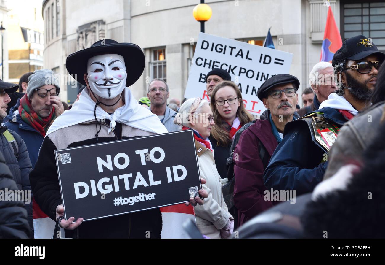 SAY NO TO DIGITAL ID - Protest in London - 13th December 2025 Stock ...