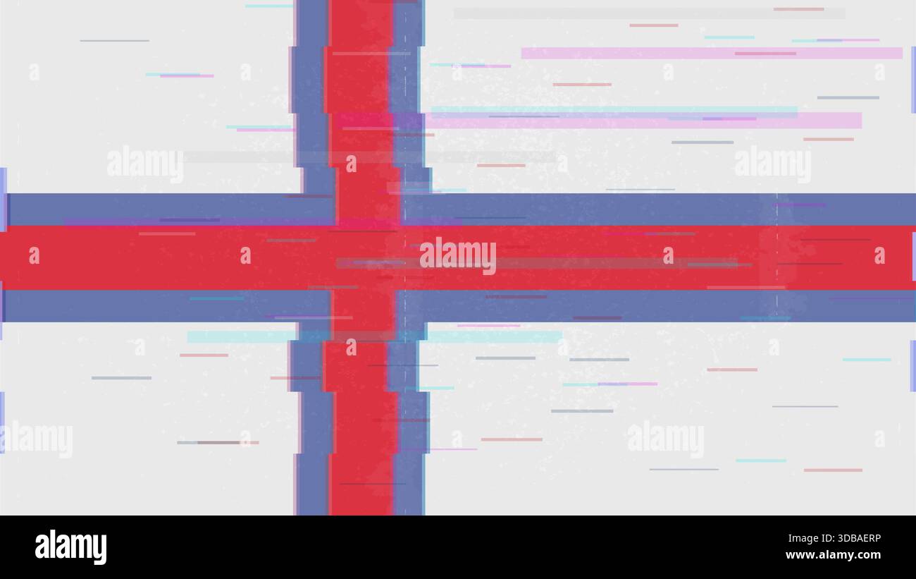 Faroe Islands glitch flag vector, RGB split distortion, digital ...