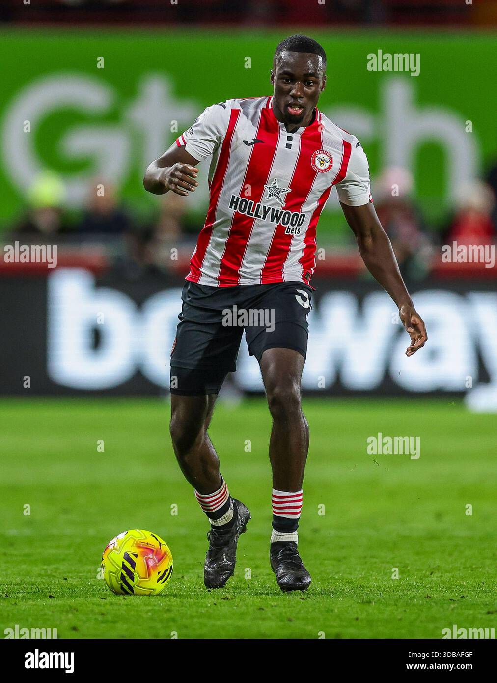 Brentford's Michael Kayode in action during the Premier League match at ...