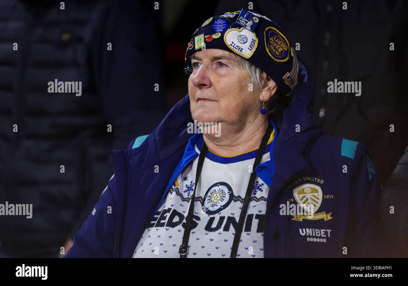Leeds United's fan during the Premier League match at the Gtech ...