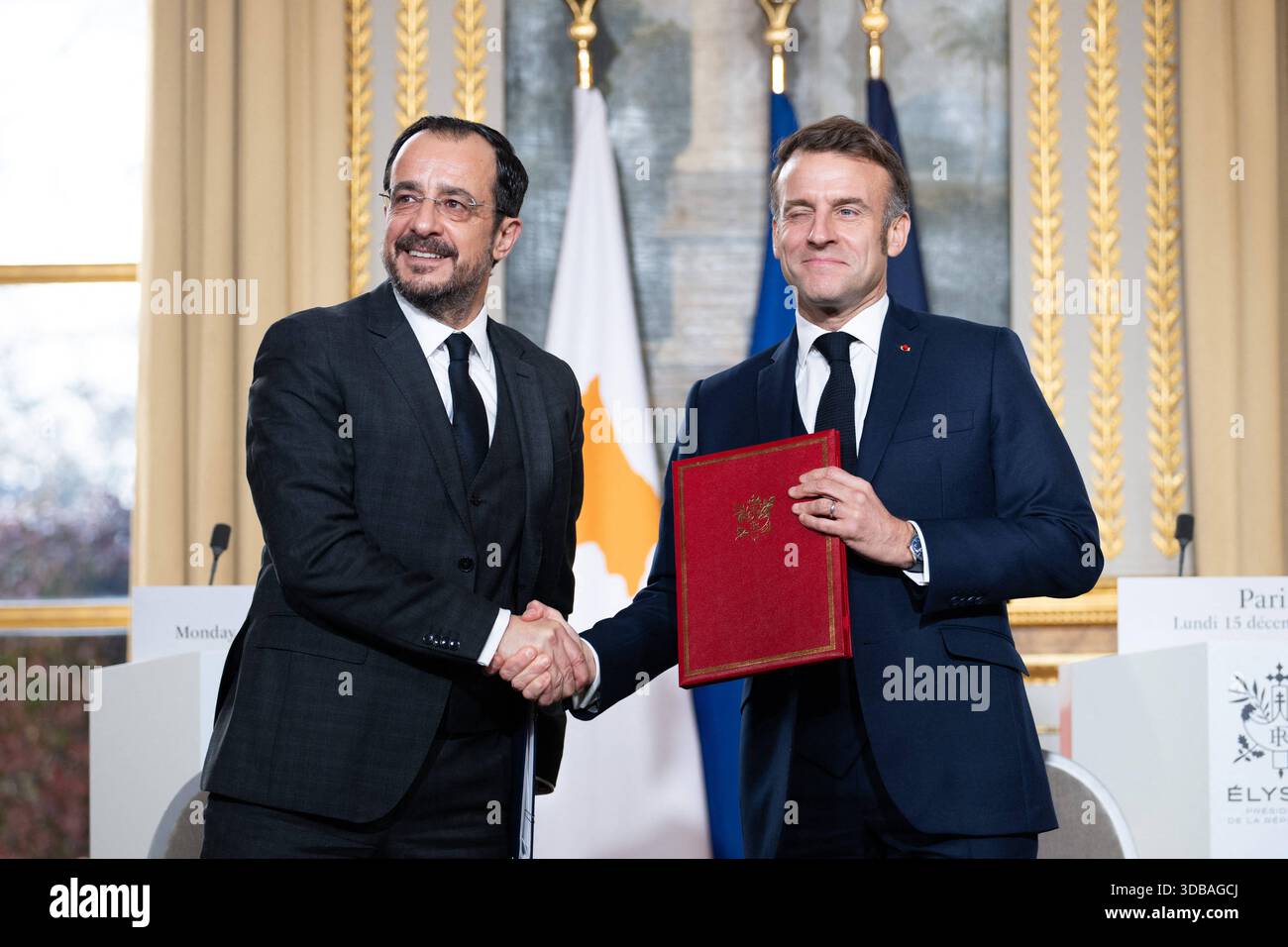 French President Emmanuel Macron and Cyprus President Nikos ...
