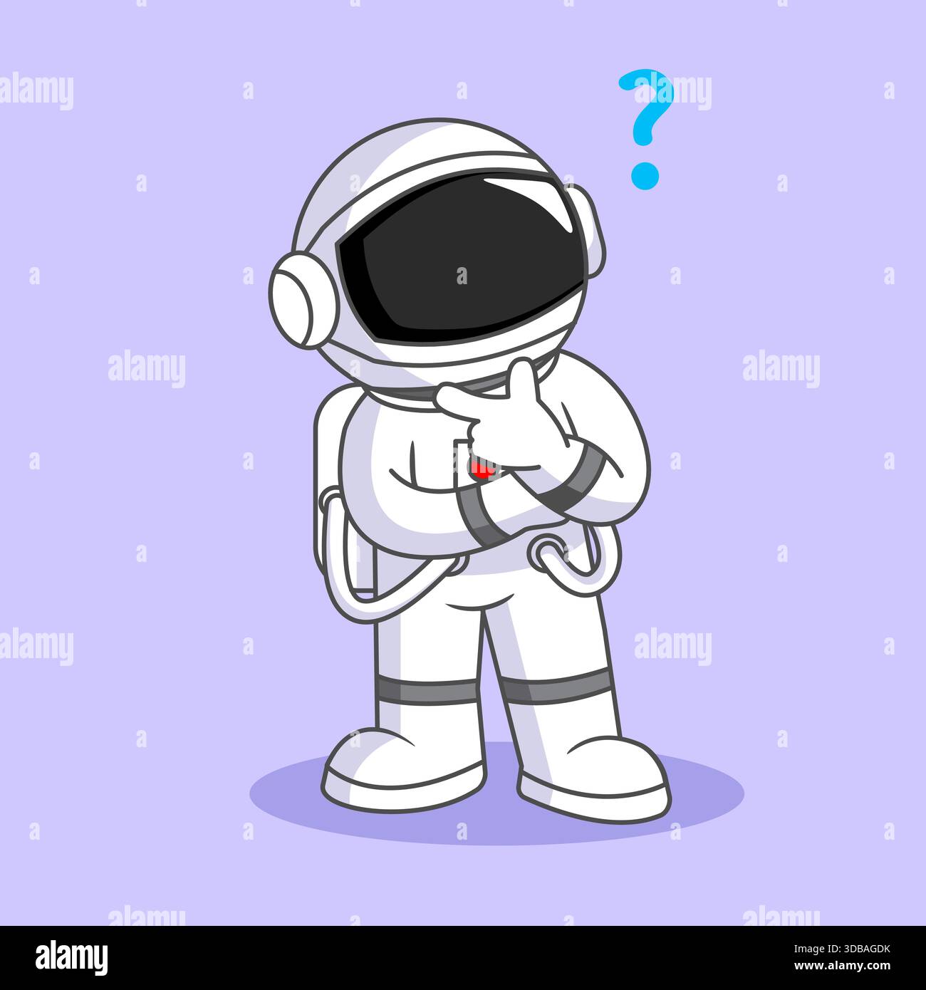 Astronaut Thinking Pose with a Question Mark Vector Illustration ...