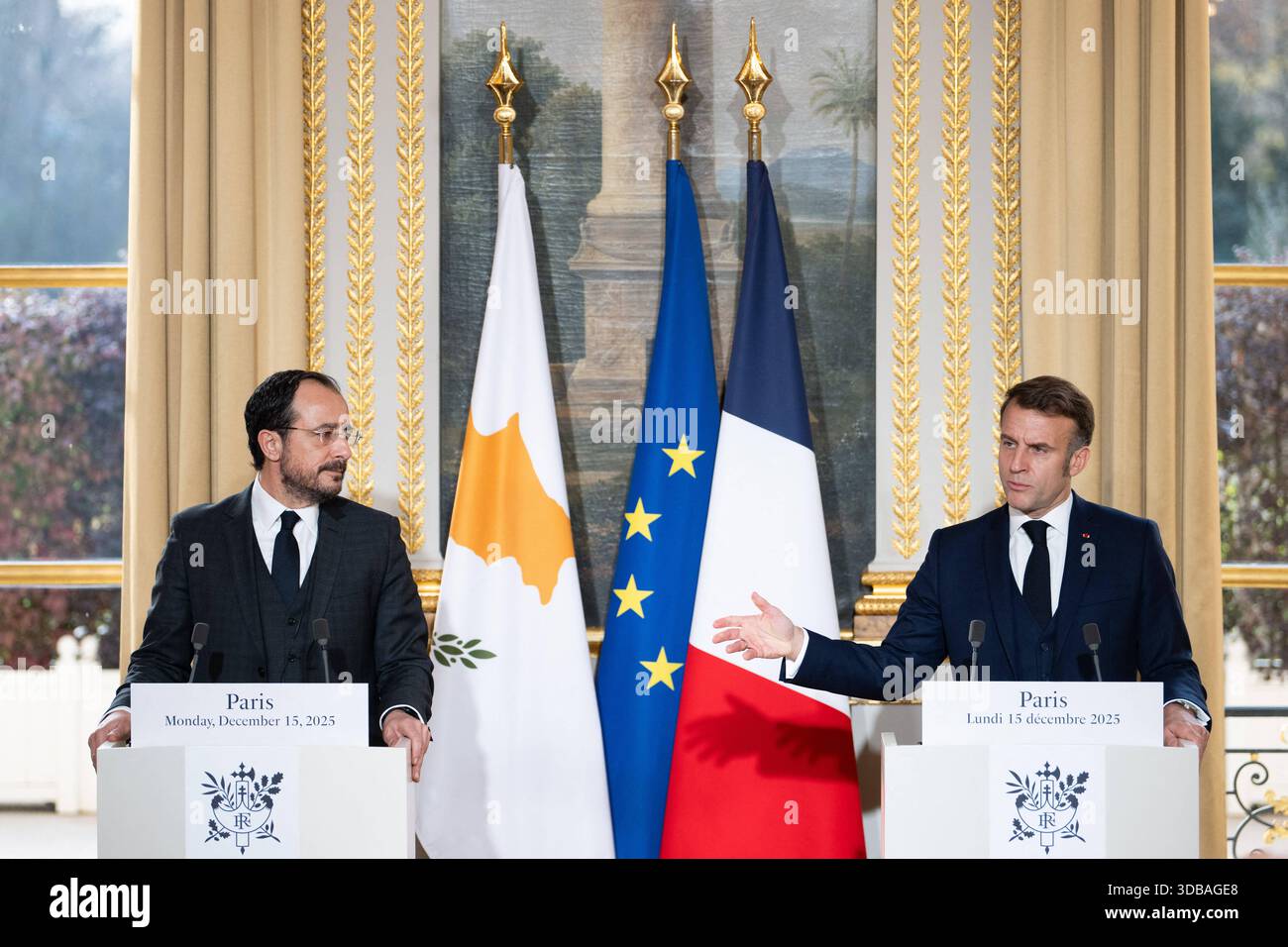 French President Emmanuel Macron and Cyprus President Nikos ...