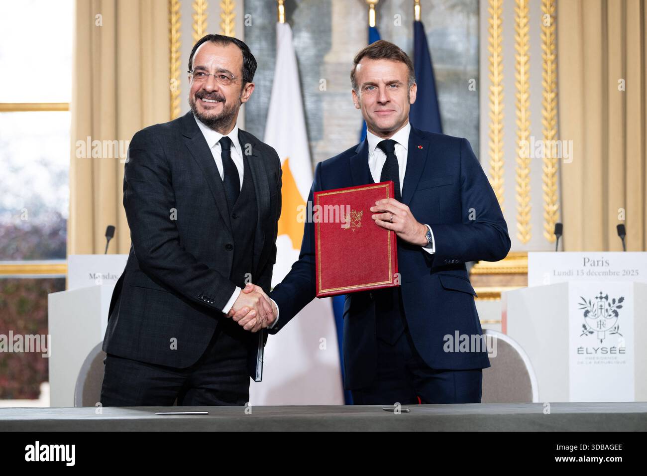 French President Emmanuel Macron and Cyprus President Nikos ...