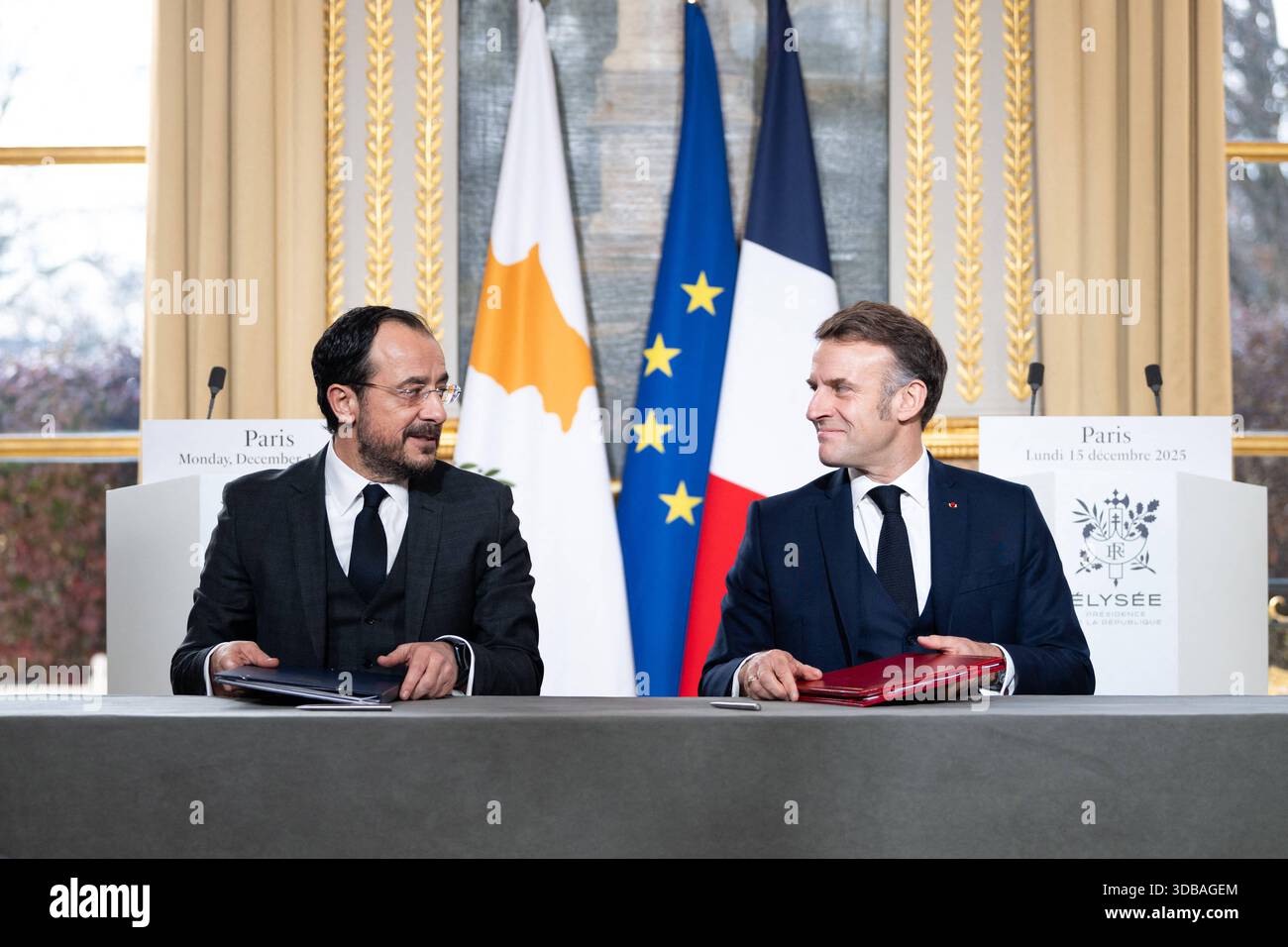 French President Emmanuel Macron and Cyprus President Nikos ...