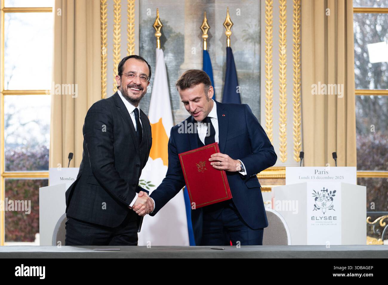 French President Emmanuel Macron and Cyprus President Nikos ...