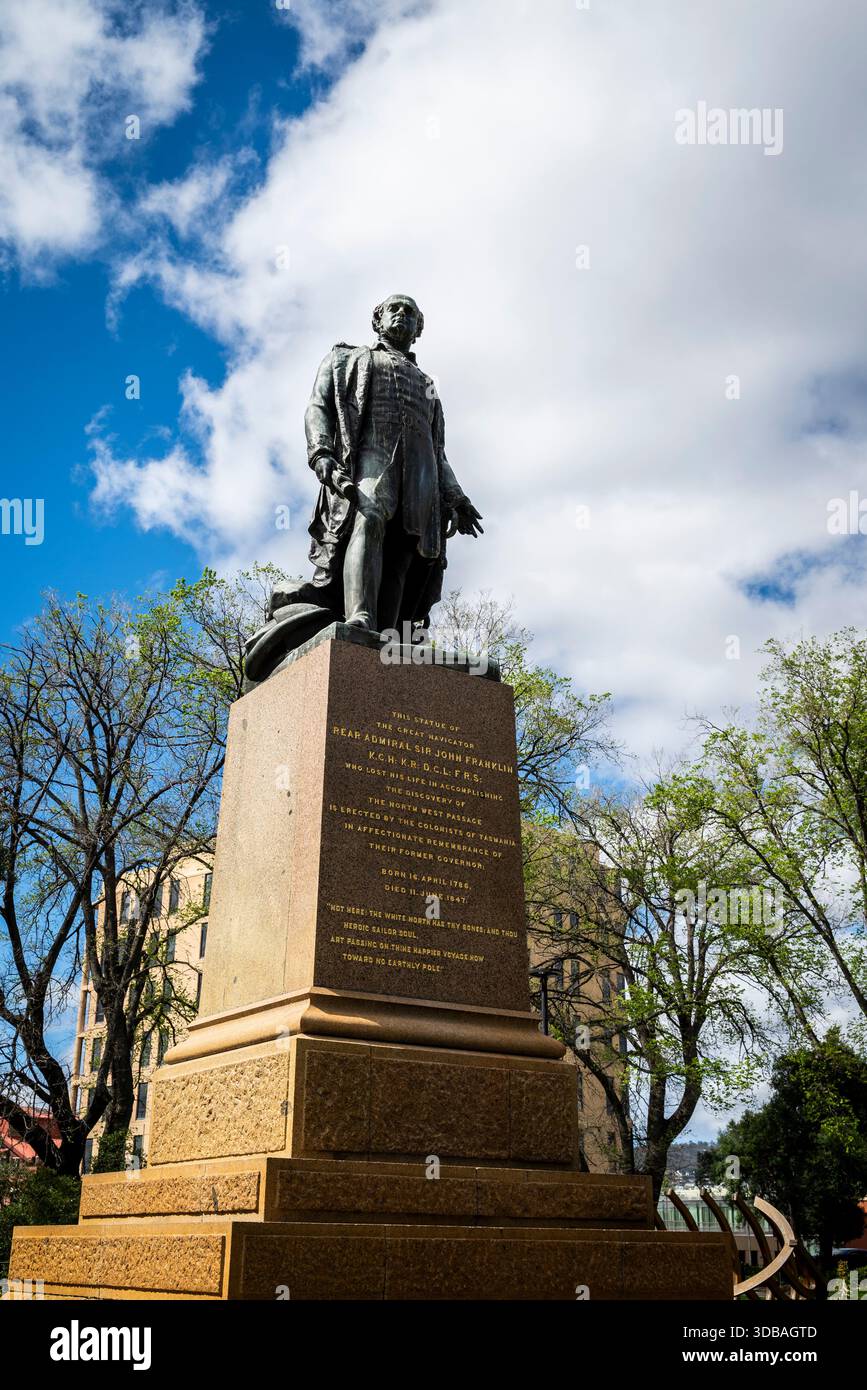 Statue of Sir John Franklin, an Arctic explorer in the park of the ...