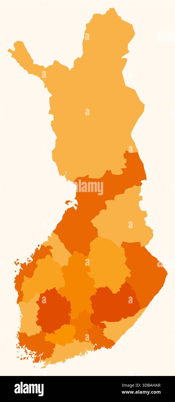Map of Finland with regions. Just a simple country border map with ...