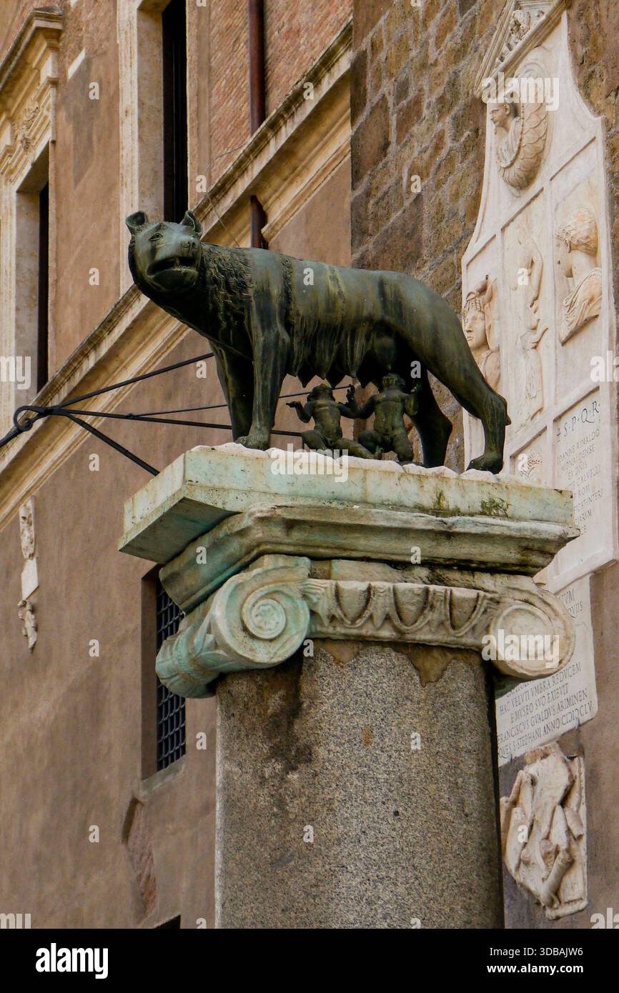 Statue depicting Romulus and Remus, the legendary twin founders of Rome ...