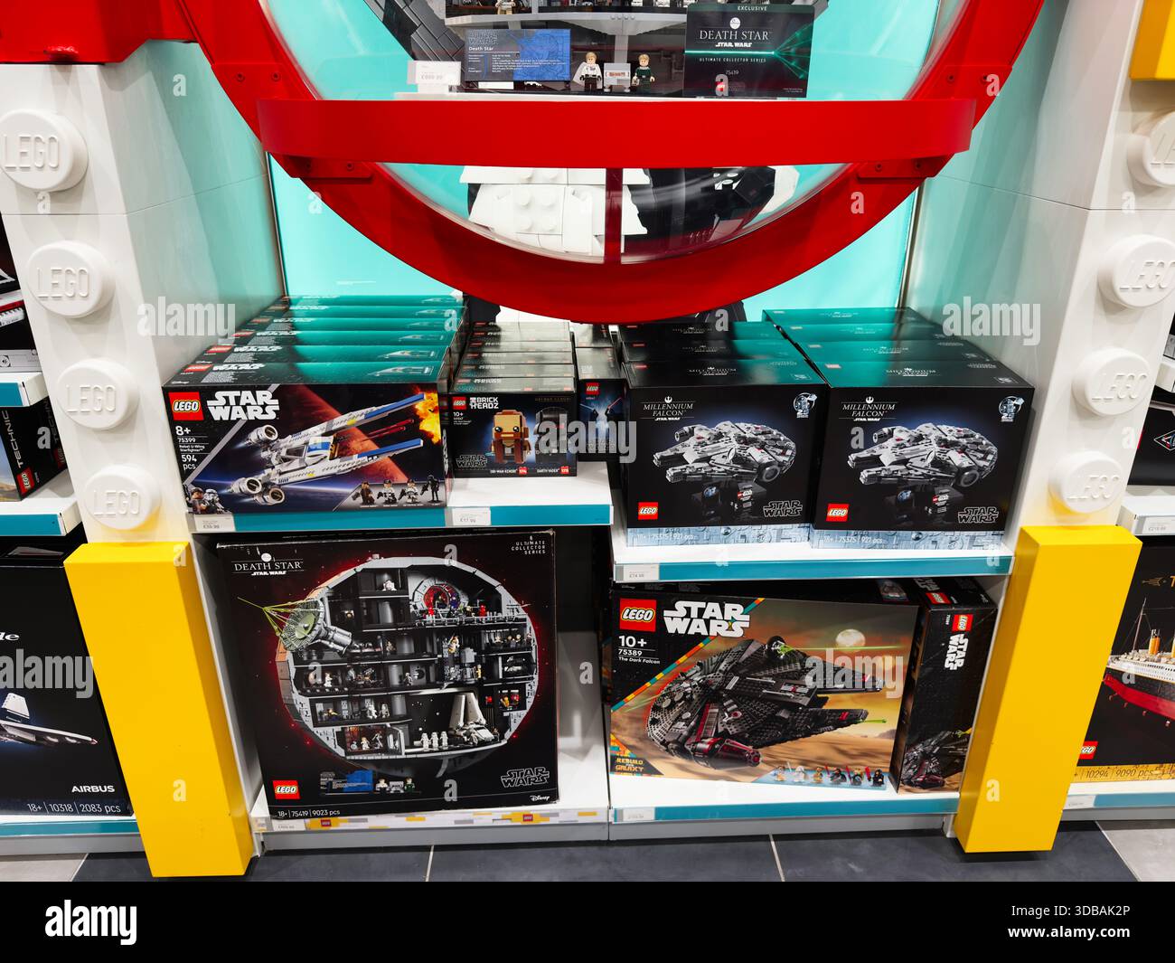 Stretford, UK - November 15, 2025: Bright Lego Star Wars display in a ...