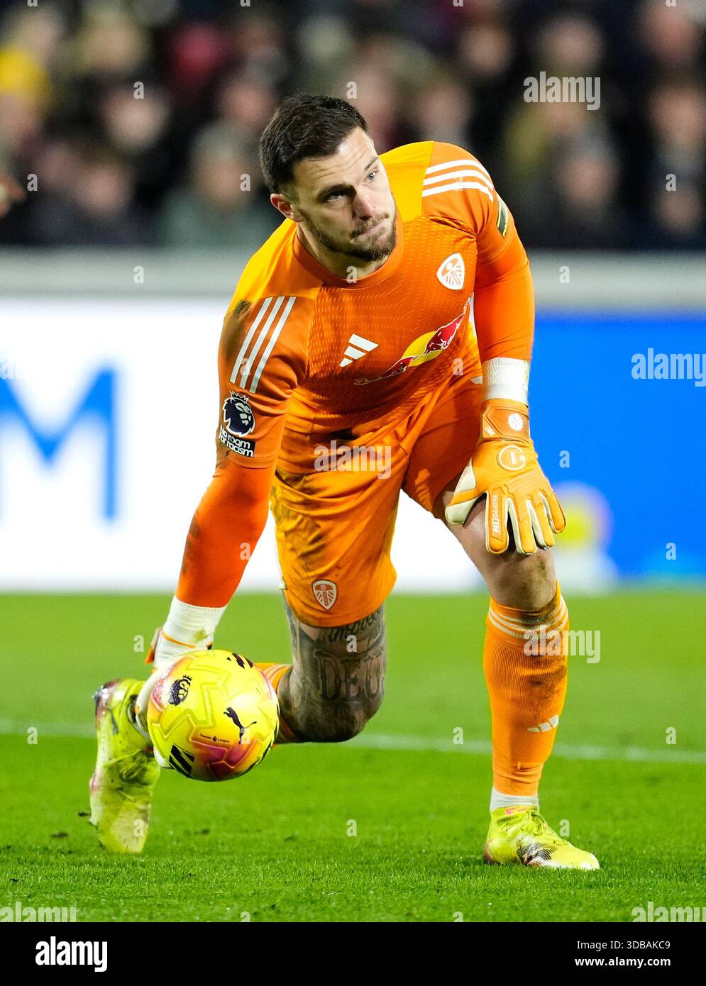 Leeds United goalkeeper Lucas Perri in action during the Premier League ...