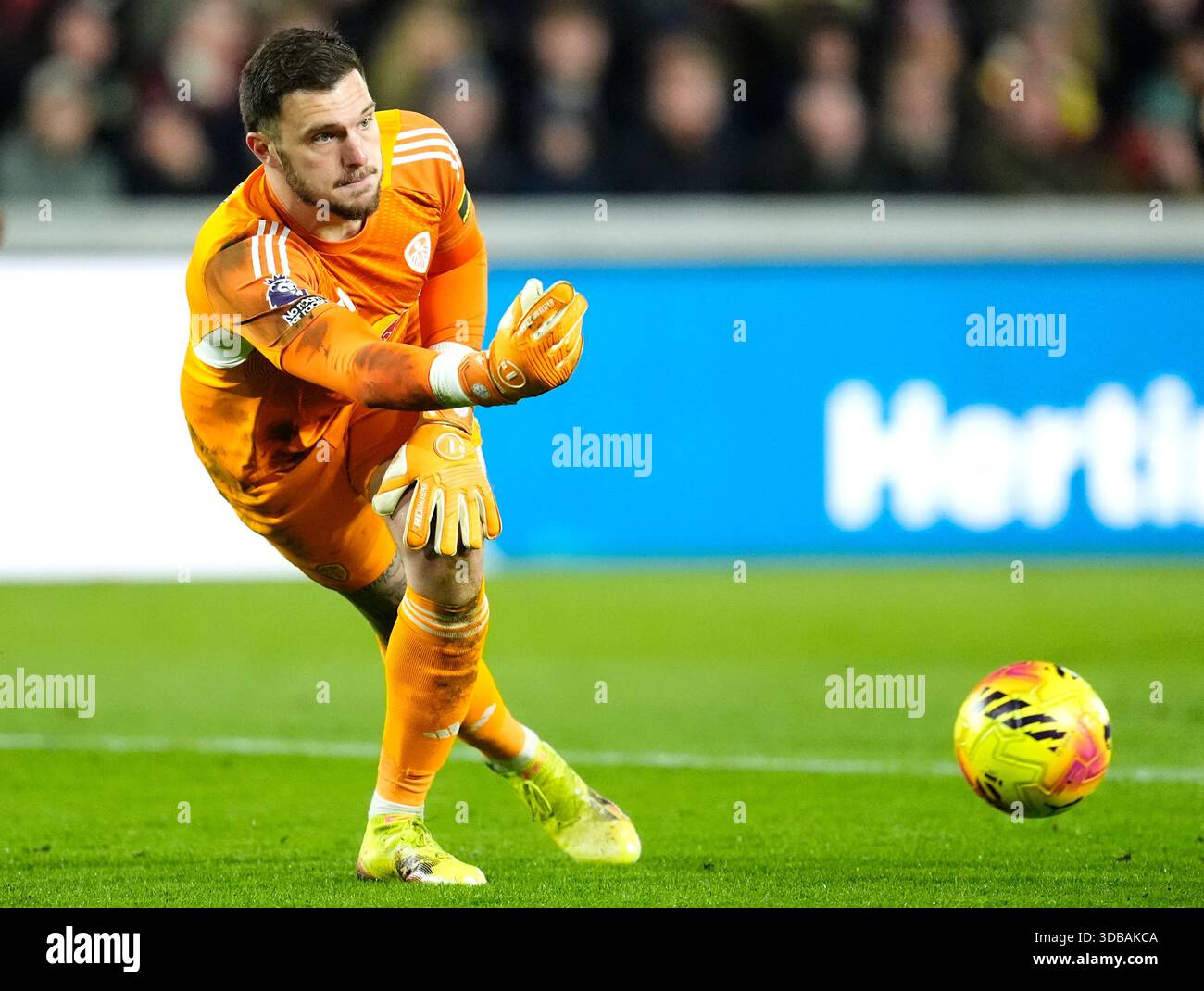 Leeds United goalkeeper Lucas Perri in action during the Premier League ...