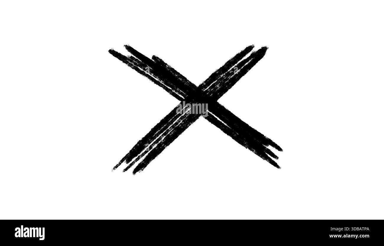 Hand-drawn black marker cross isolated PNG on transparent background ...