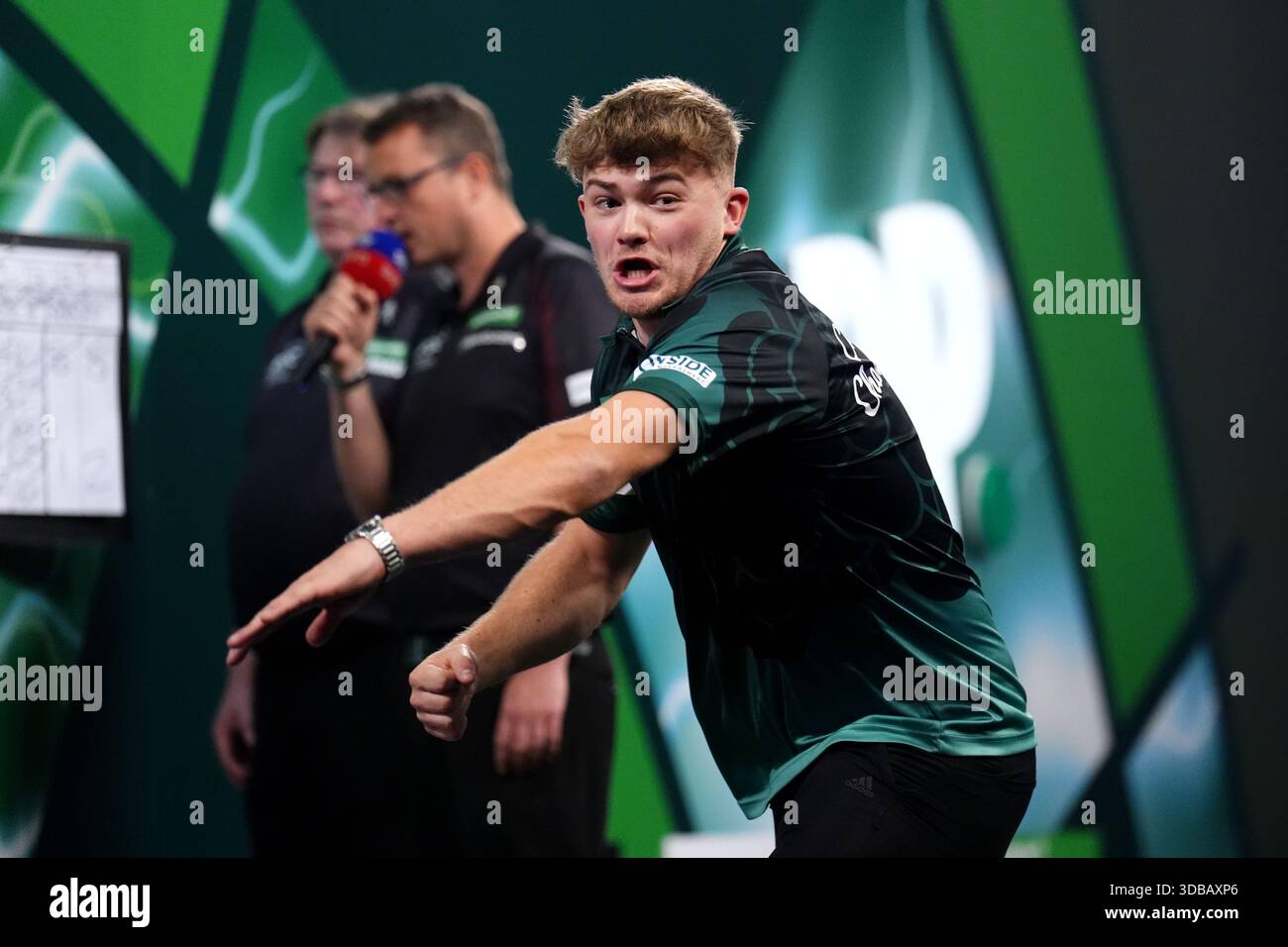 Charlie Manby celebrates defeating Cameron Menzies on day five of the ...