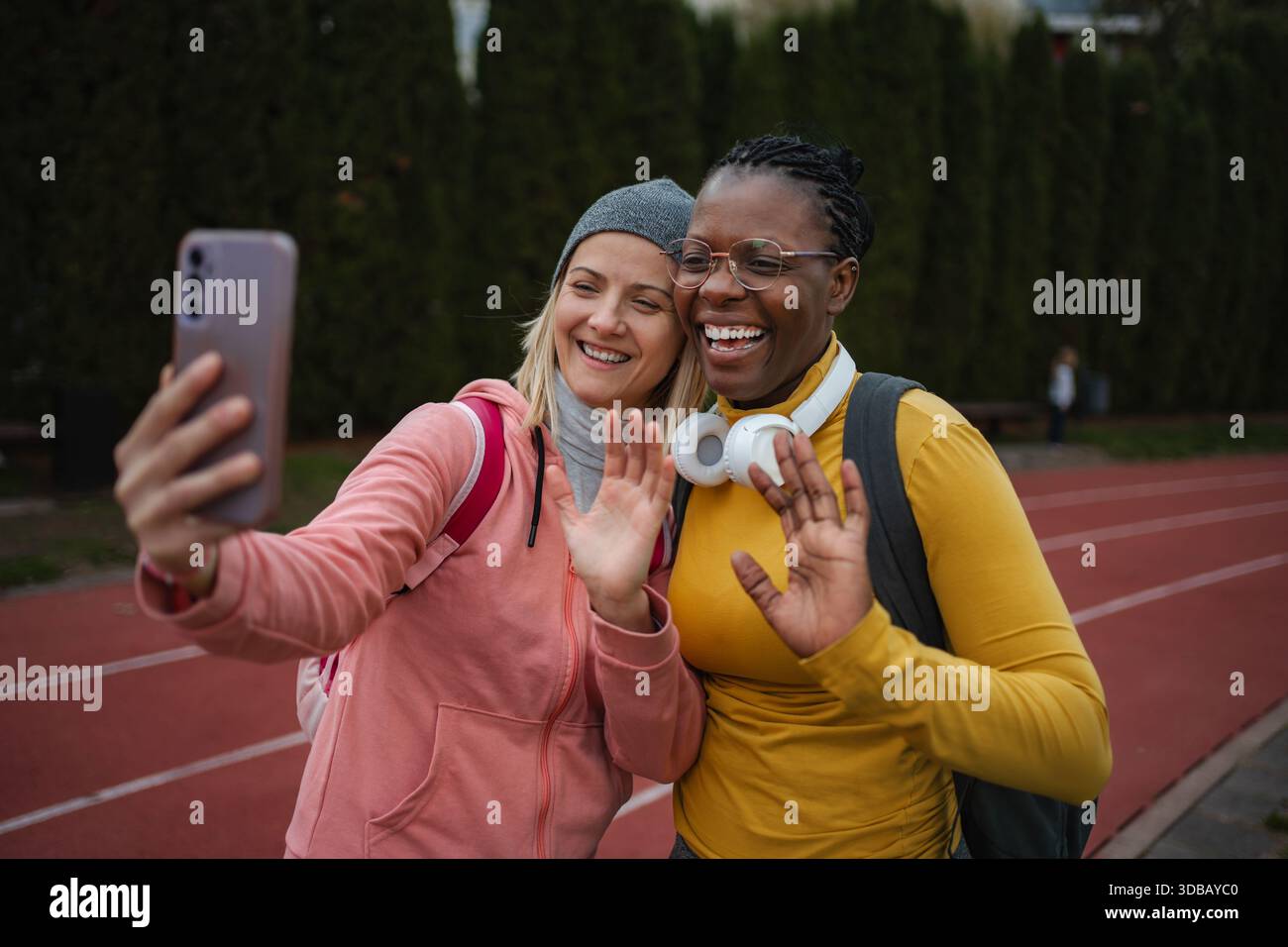 Friends enjoying outdoor selfie hi-res stock photography and images - Alamy