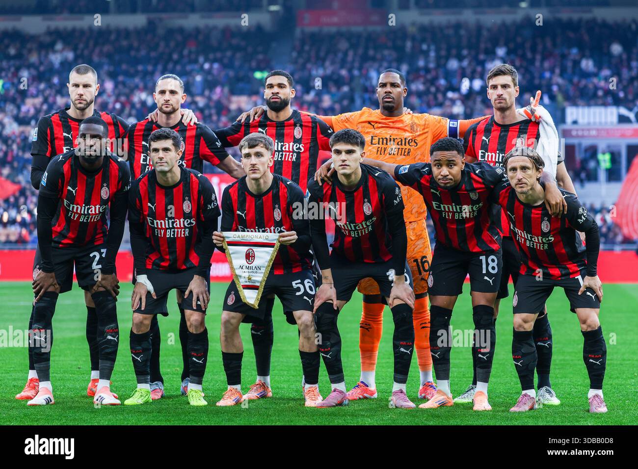AC Milan players line up during the Serie A 2025/26 football match ...