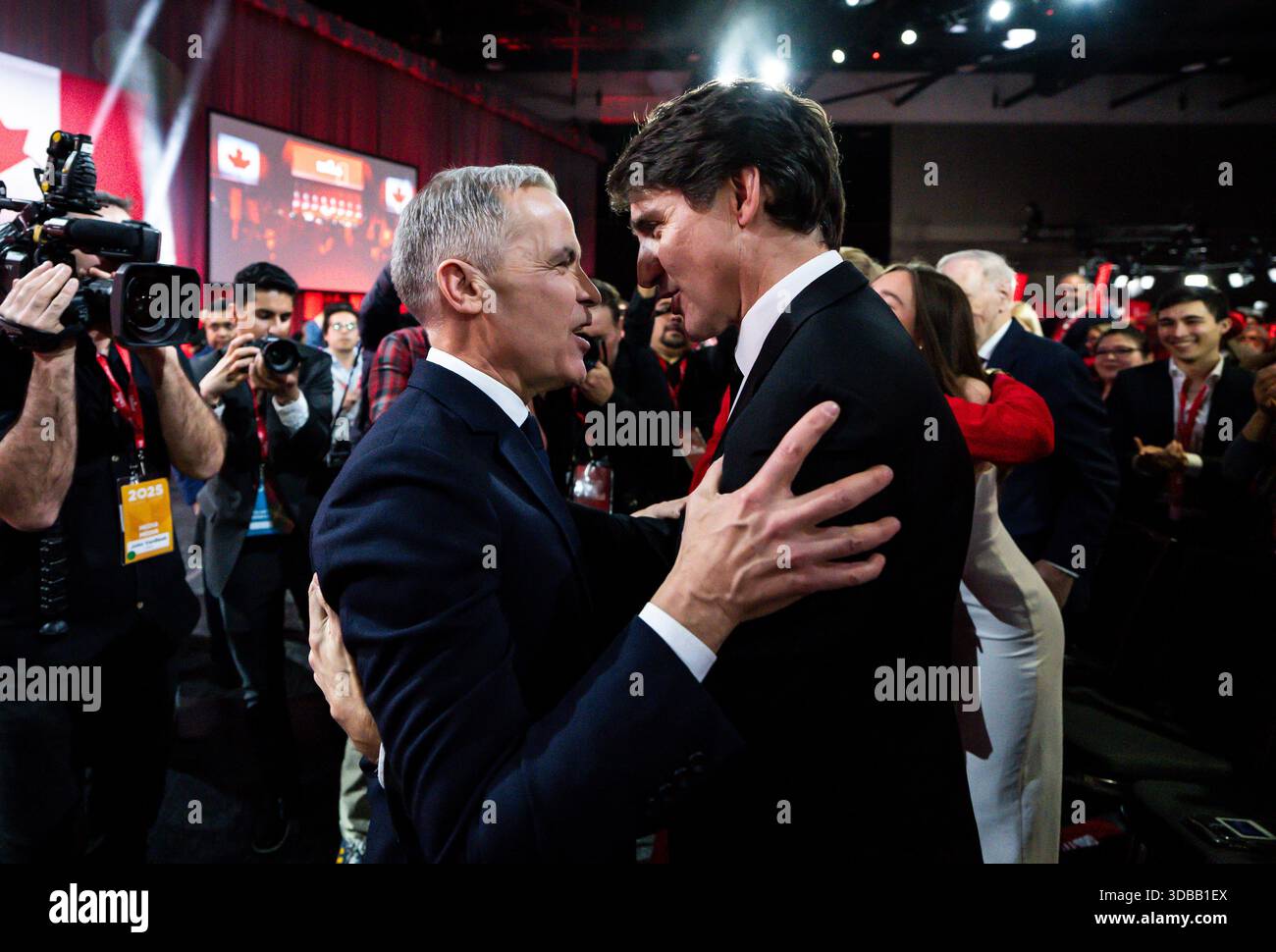 Mark Carney, Leader of the Liberal Party of Canada, embraces Prime ...