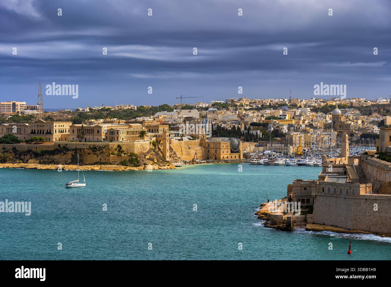 Town of Kalkara skyline and the Grand Harbour in Malta Stock Photo - Alamy