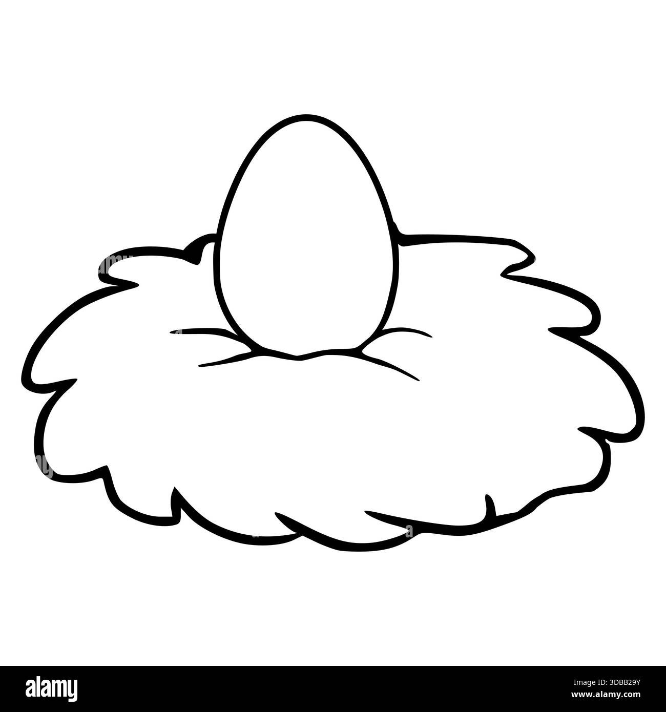 Simple black and white vector illustration of an egg resting in a ...