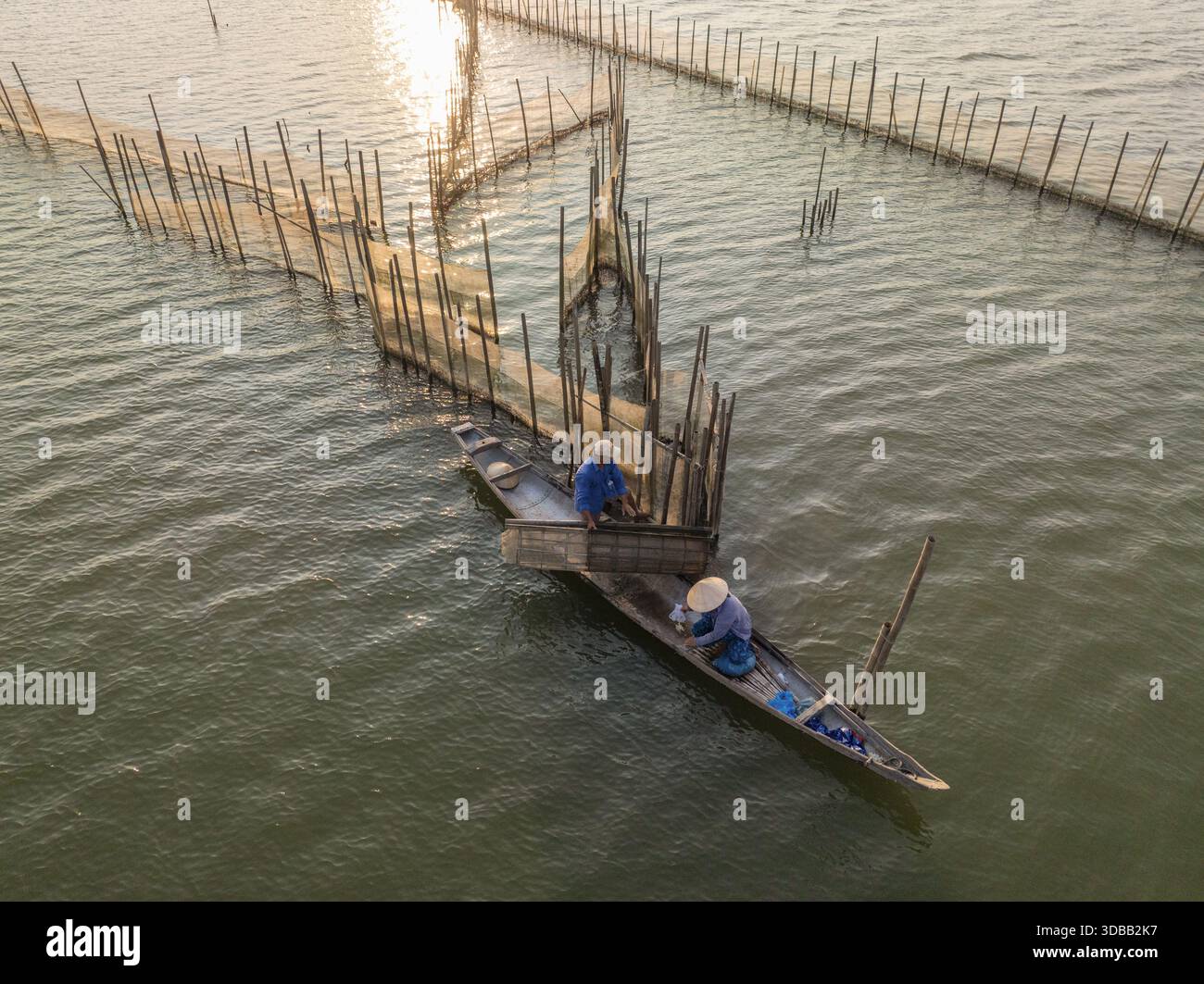 Aerial view of a serene dance of light and shadow on the water as ...