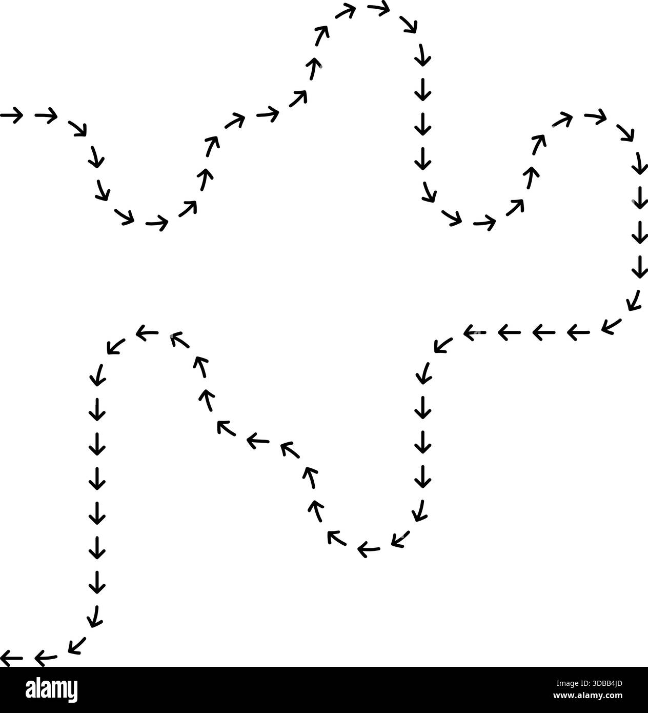 Dotted arrow producing a dynamic direction trace with a shifting curved ...