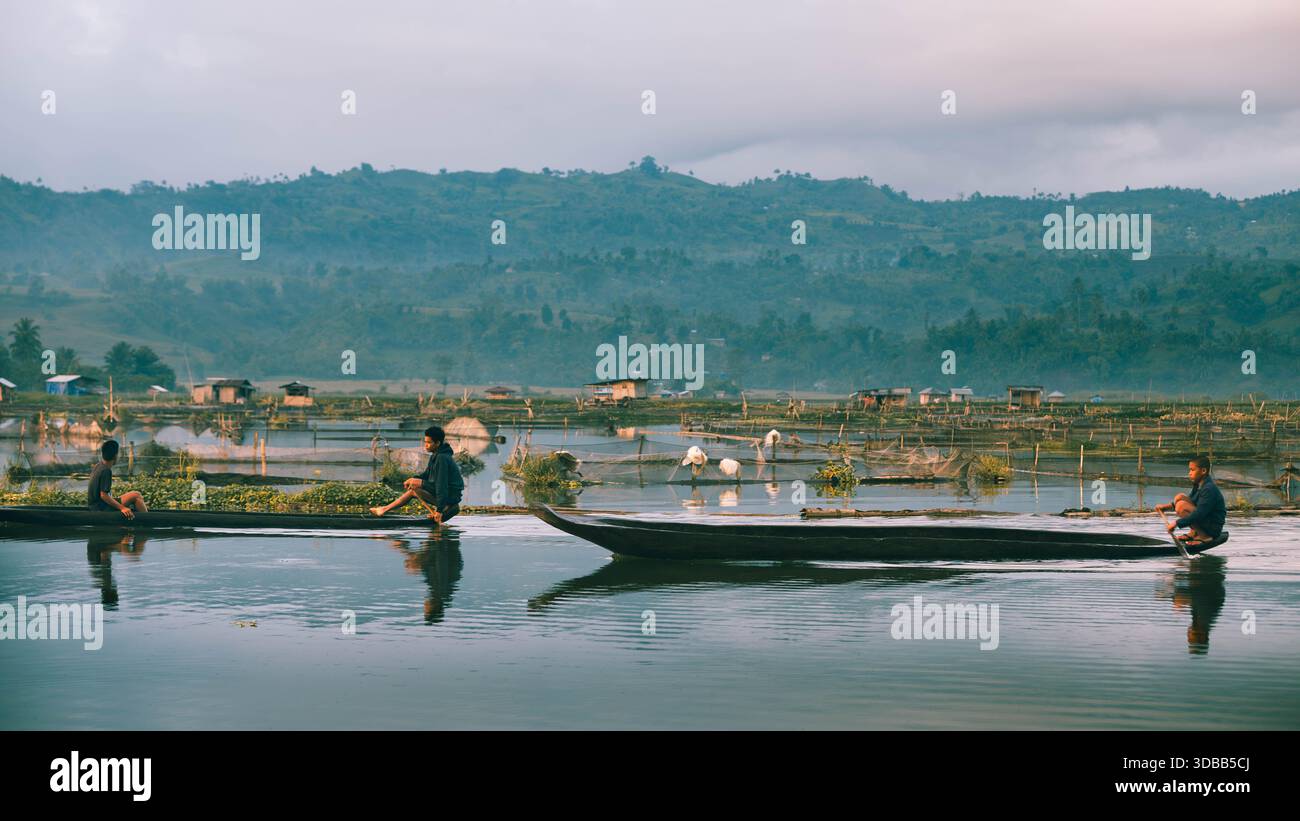 Lake Sebu, Philippines - 29 May 2015: View of tranquil waters ...