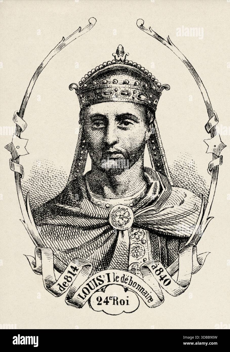 Portrait of Louis I the Pious and Debonair (778-840) King of the Franks ...